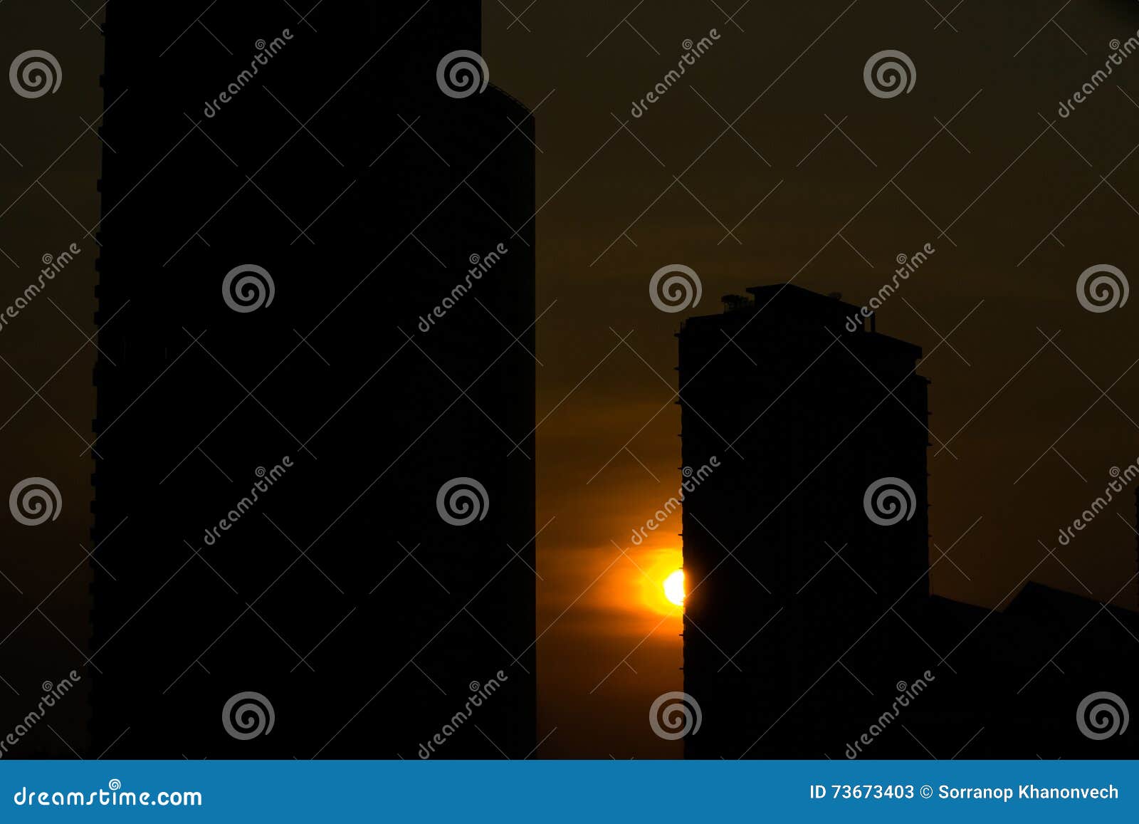 Silhouette Sunset at Building in City Stock Image - Image of colorful ...