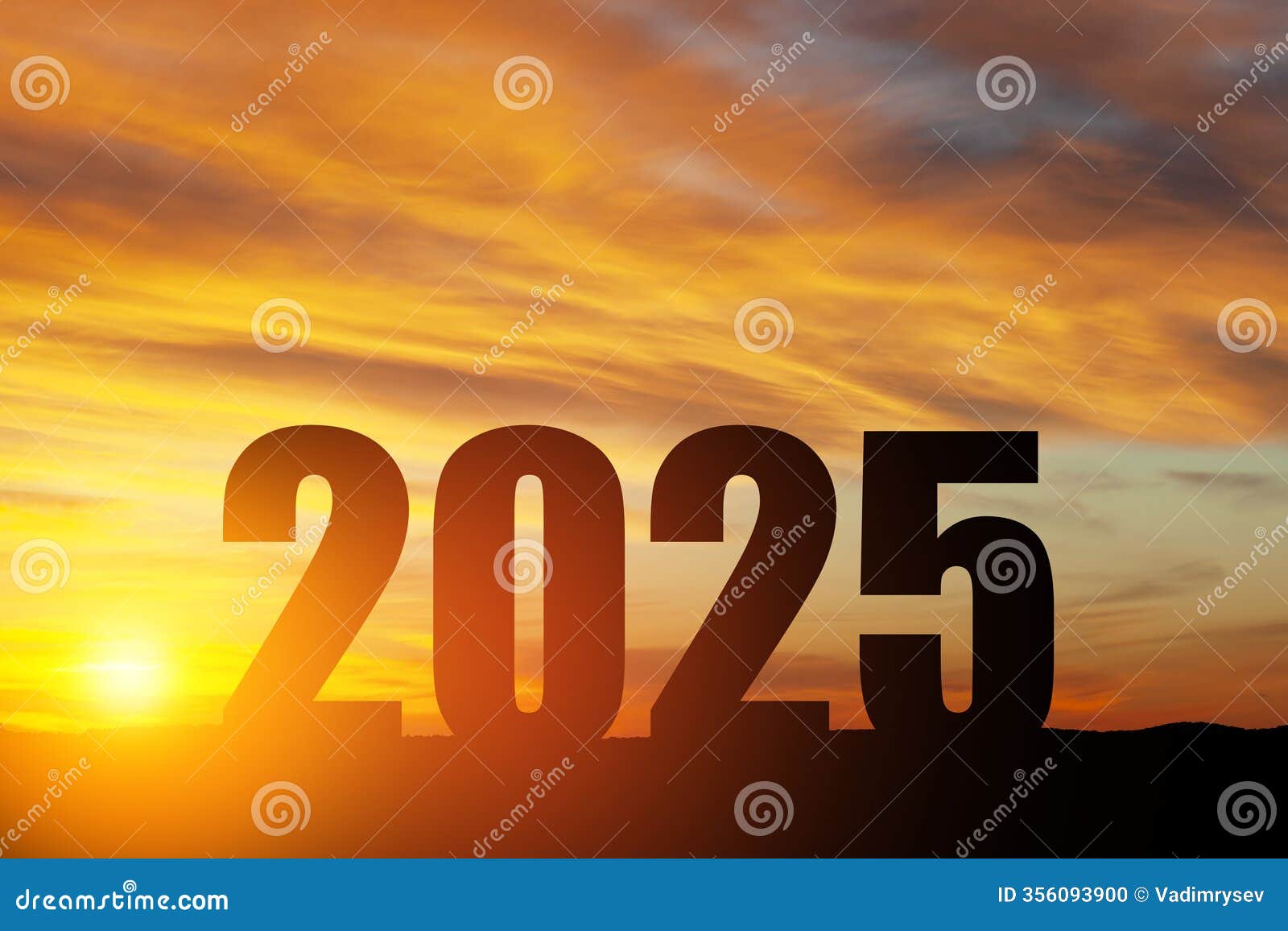 Silhouette 2025 with Sunset Sky at Mountain and Number Like 2025 ...