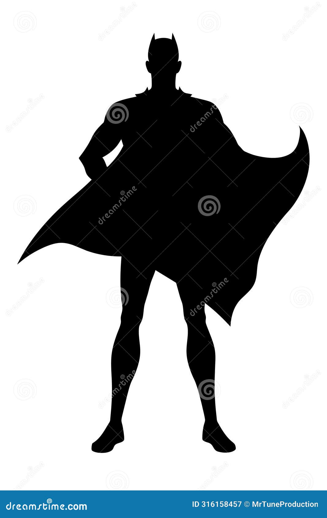 Silhouette of a Superhero with Cape Posing Stock Vector - Illustration ...