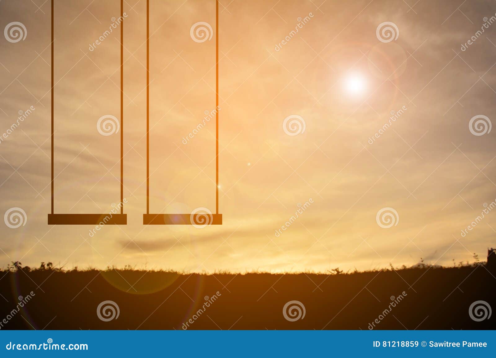 Silhouette of Swing at the Sky Sunset Stock Image - Image of summer ...