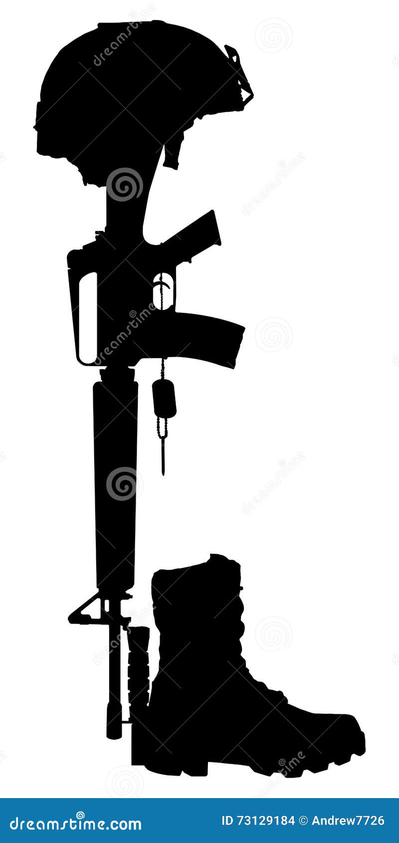 Symbol Of A Fallen Soldier,military Helmet On Rifle And Combat Boots ...