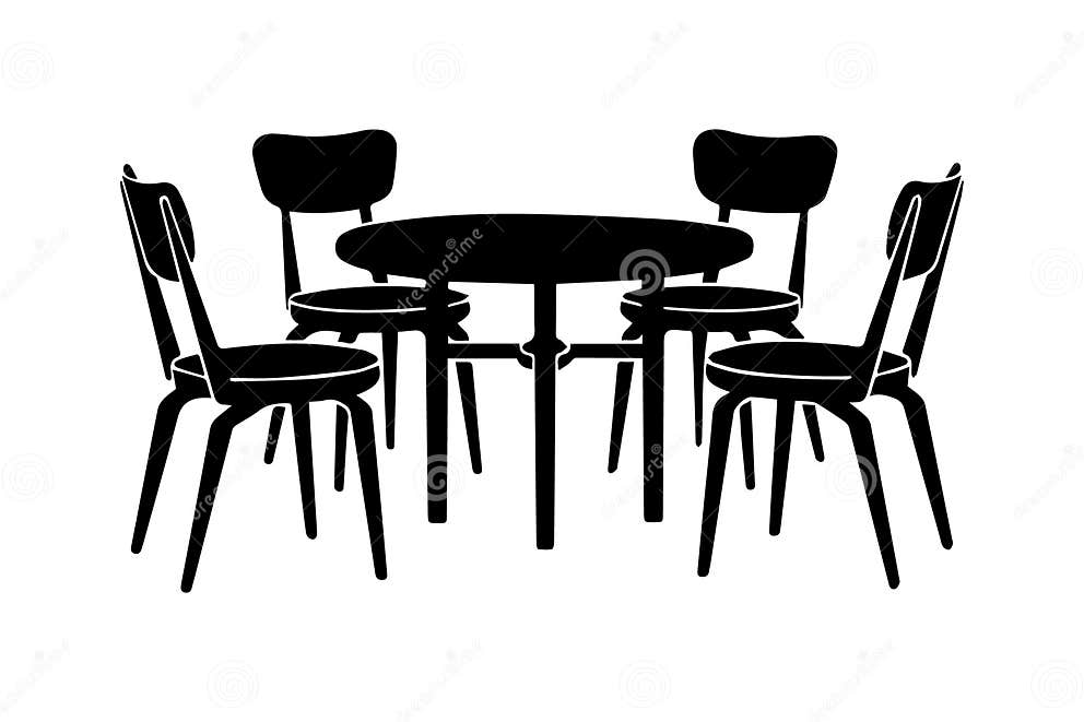 Silhouette Table and Chairs" is a Clean and Simple Graphic ...