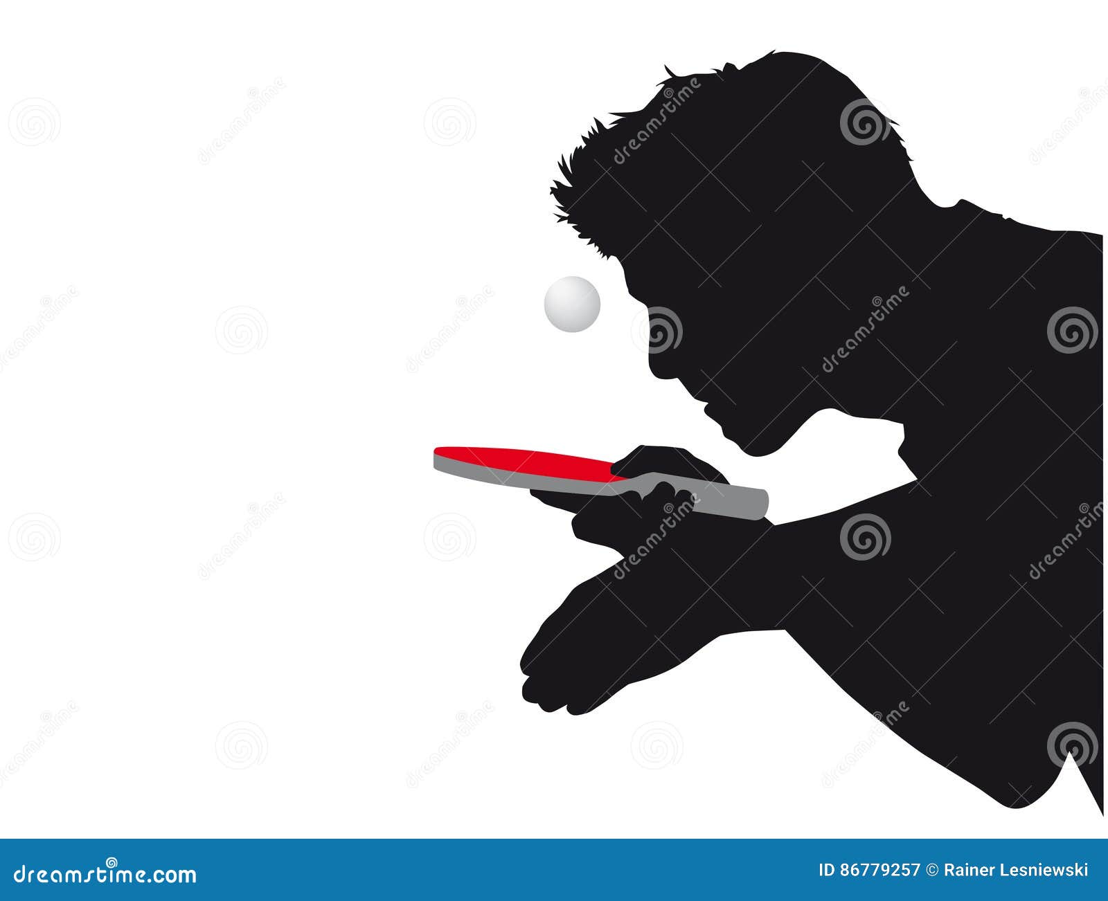 Silhouette of a Table Tennis Player with Red Racket and Ball Stock ...