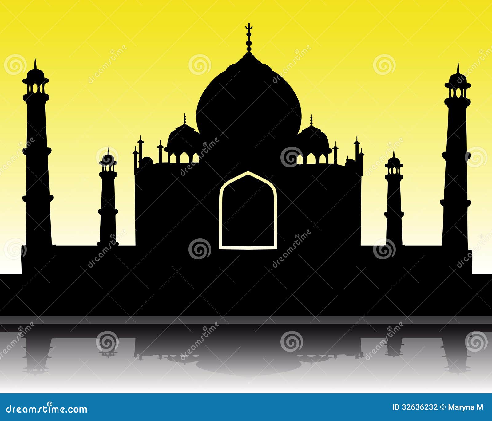 Silhouette of the Taj Mahal Stock Vector - Illustration of monument ...