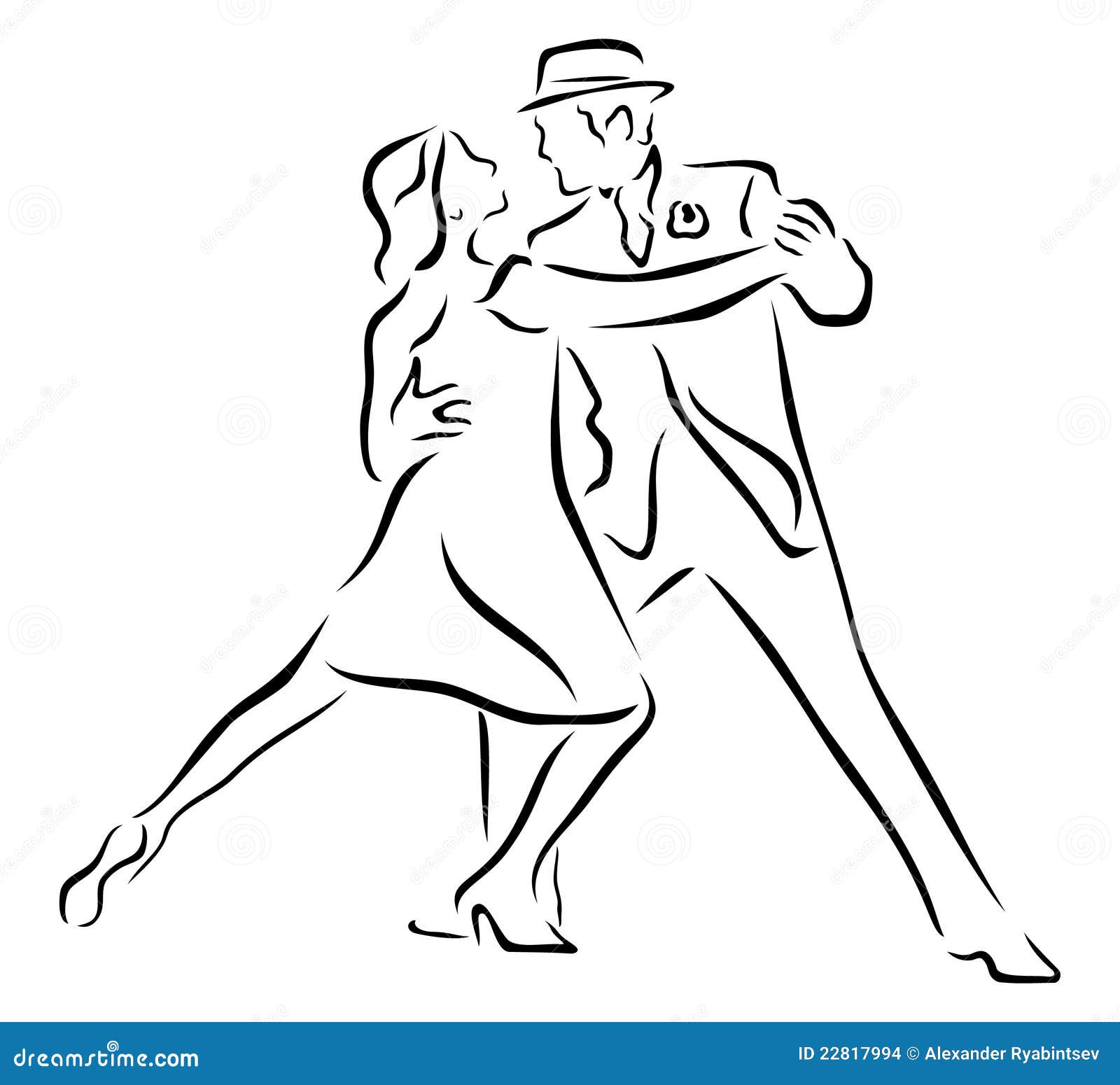 Silhouette Of Tango Dancers Over White Background Stock Images - Image ...