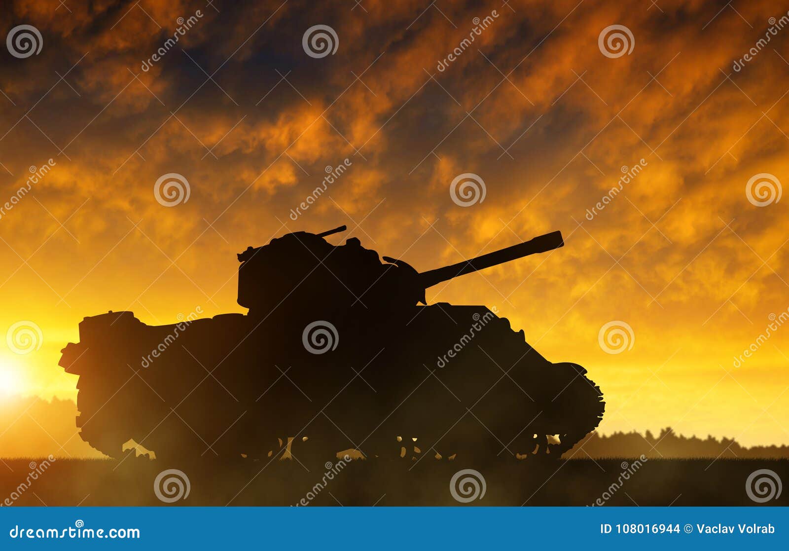 The Silhouette of the Tank. Stock Photo - Image of military, front ...