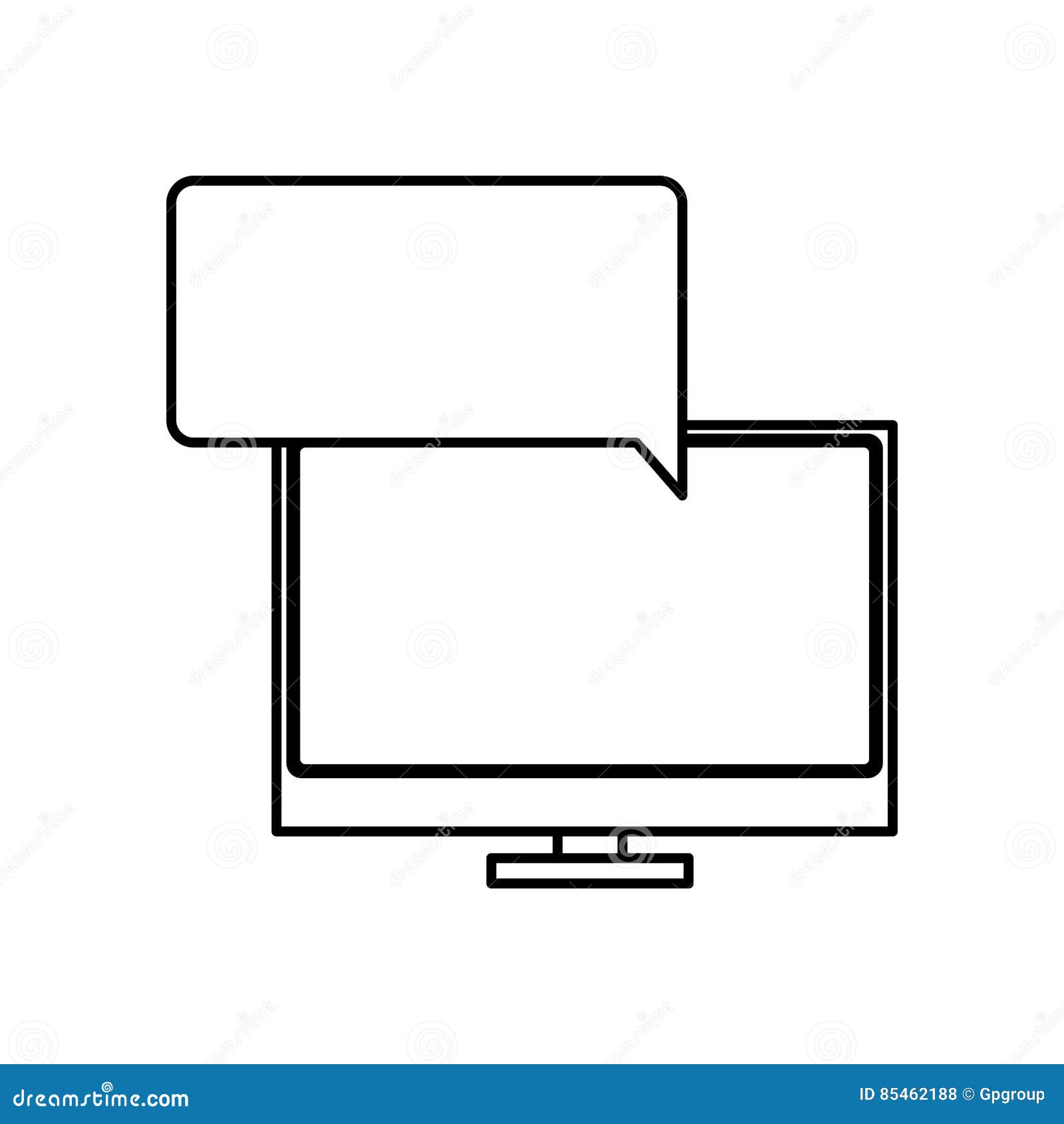 Silhouette Tech Screen Computer in Wide Flat Dialogue Callout Box Stock ...