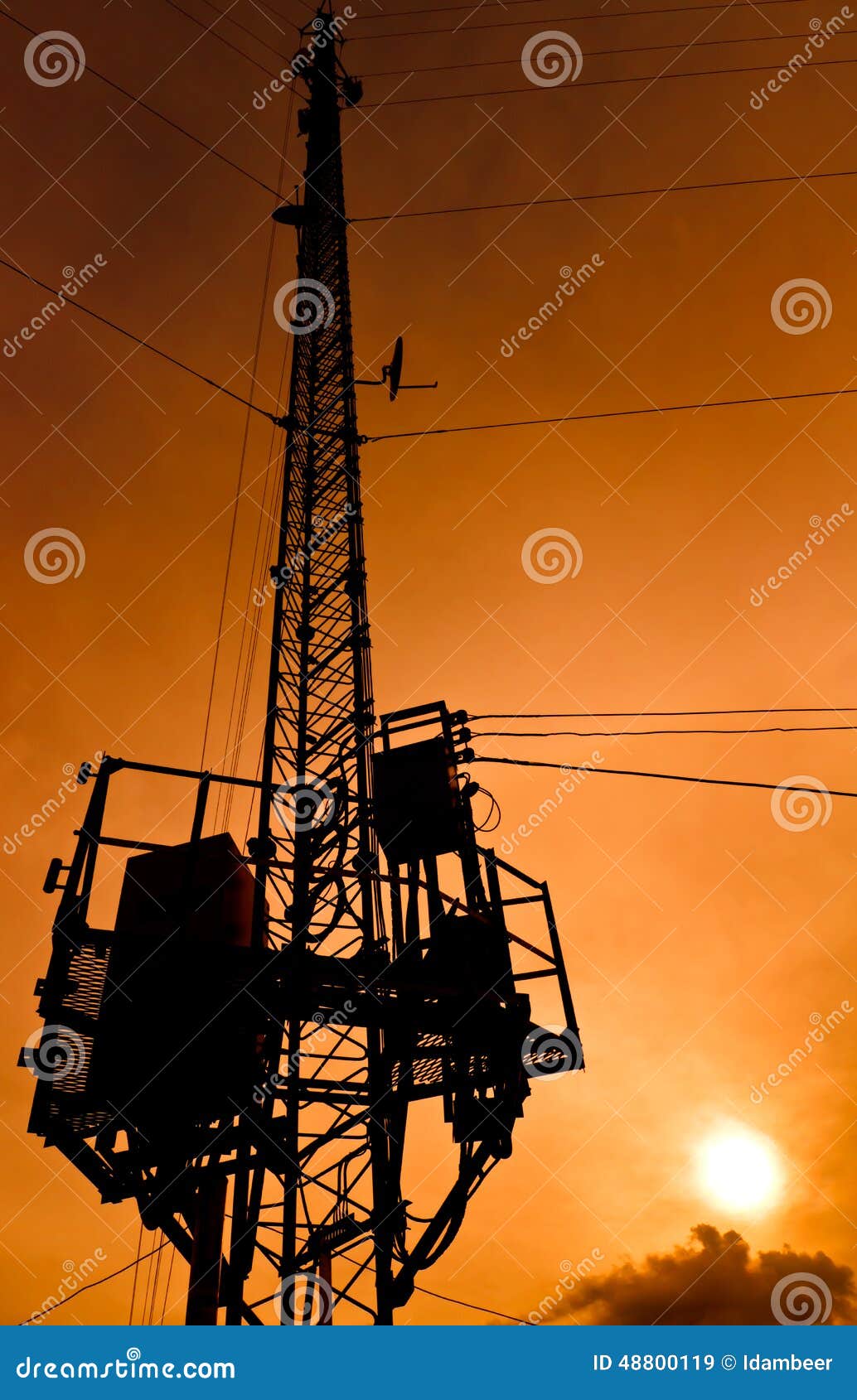 Silhouette Telecommunication Pole Stock Image - Image of machine ...