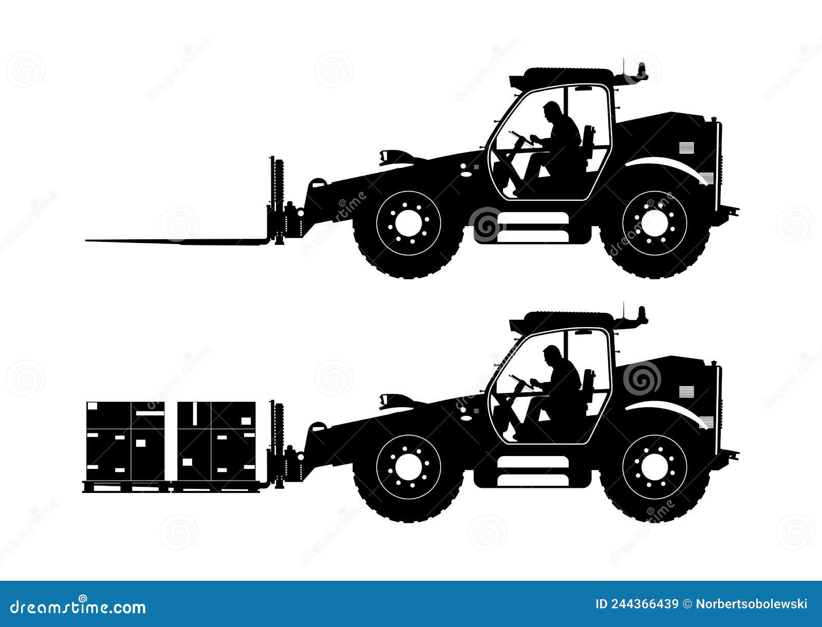 Silhouette of telehandler. stock vector. Illustration of hydraulic ...