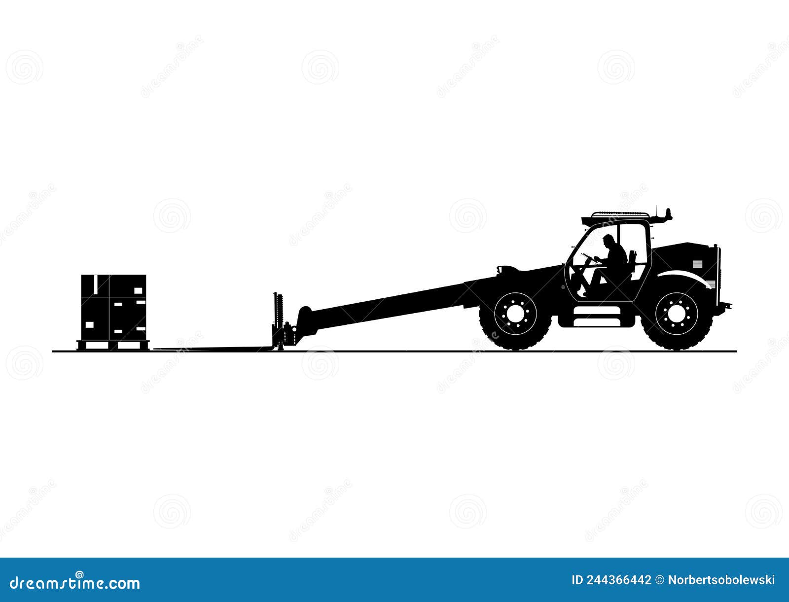 Silhouette of telehandler. stock vector. Illustration of warehouse ...