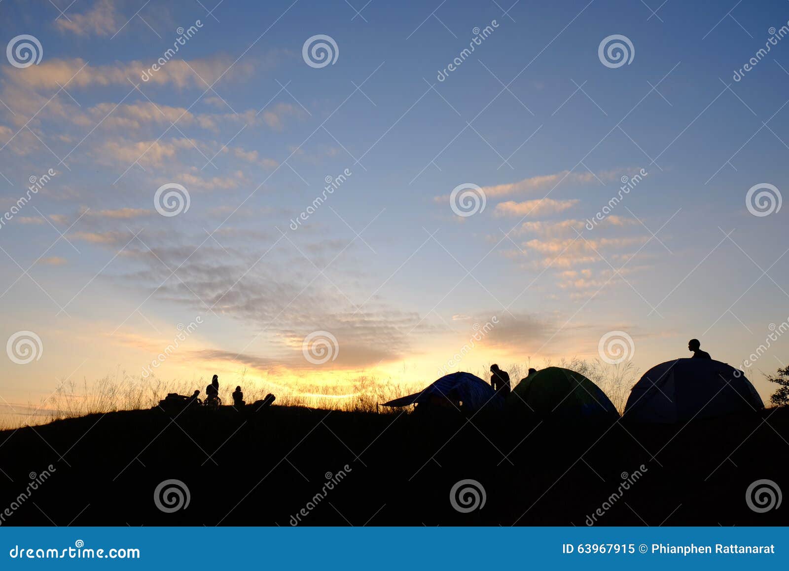 Silhouette Tent and Camping Sunset Stock Image - Image of beauty, life ...