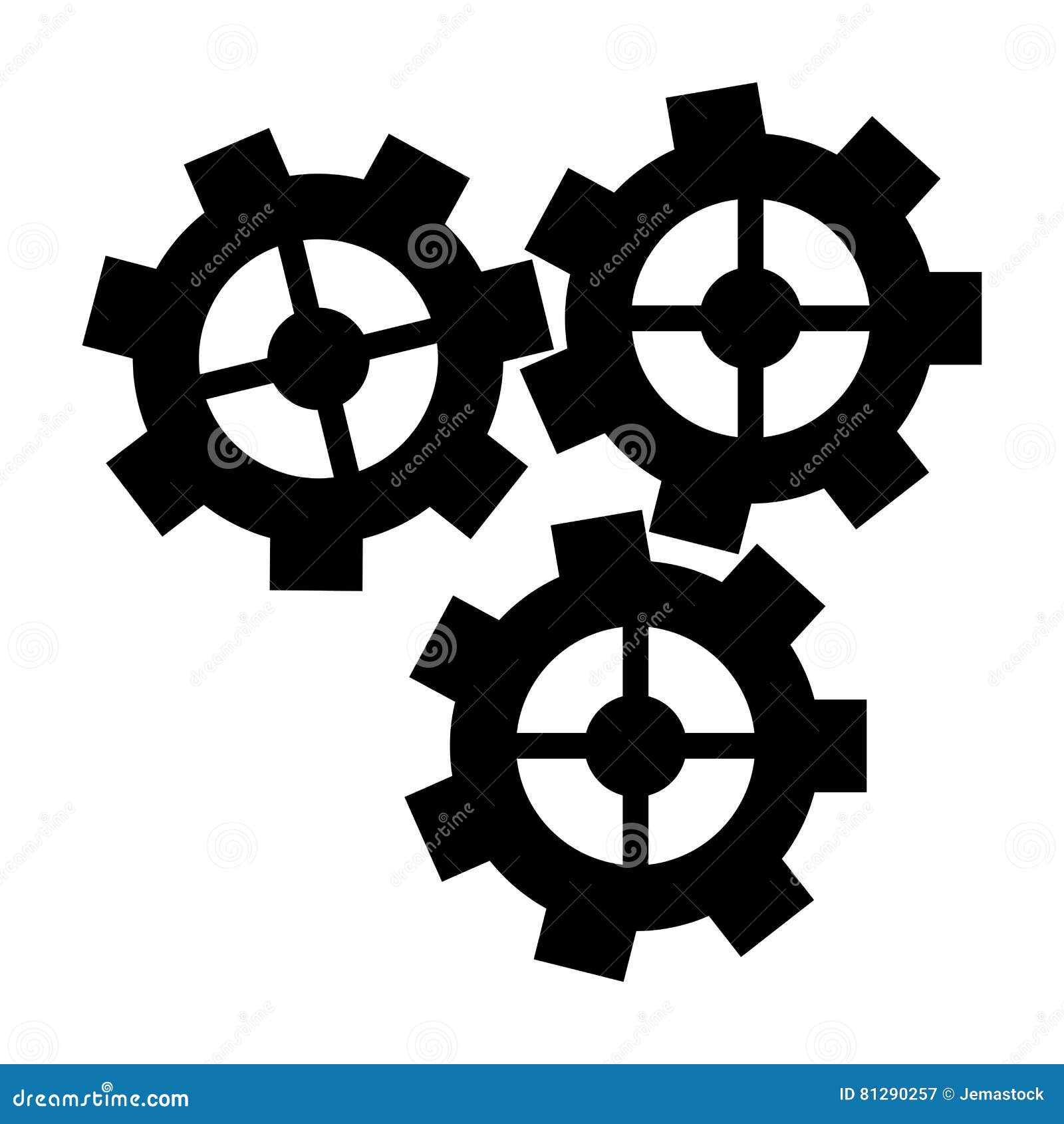 Silhouette Three Gear Wheel Engine Cog Icon Stock Vector - Illustration ...