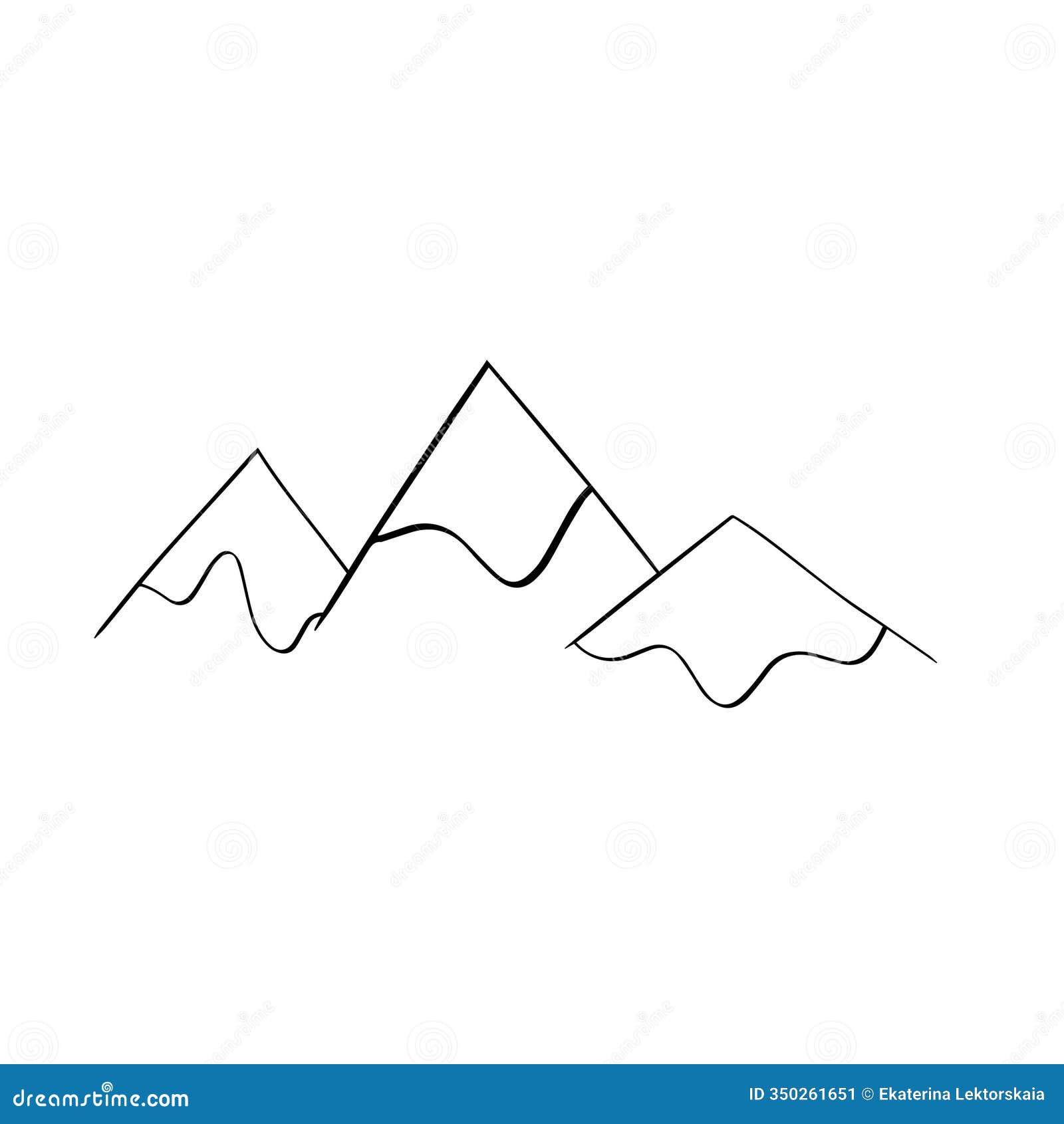 Silhouette of Three Mountains with Three Peaks on White Background ...
