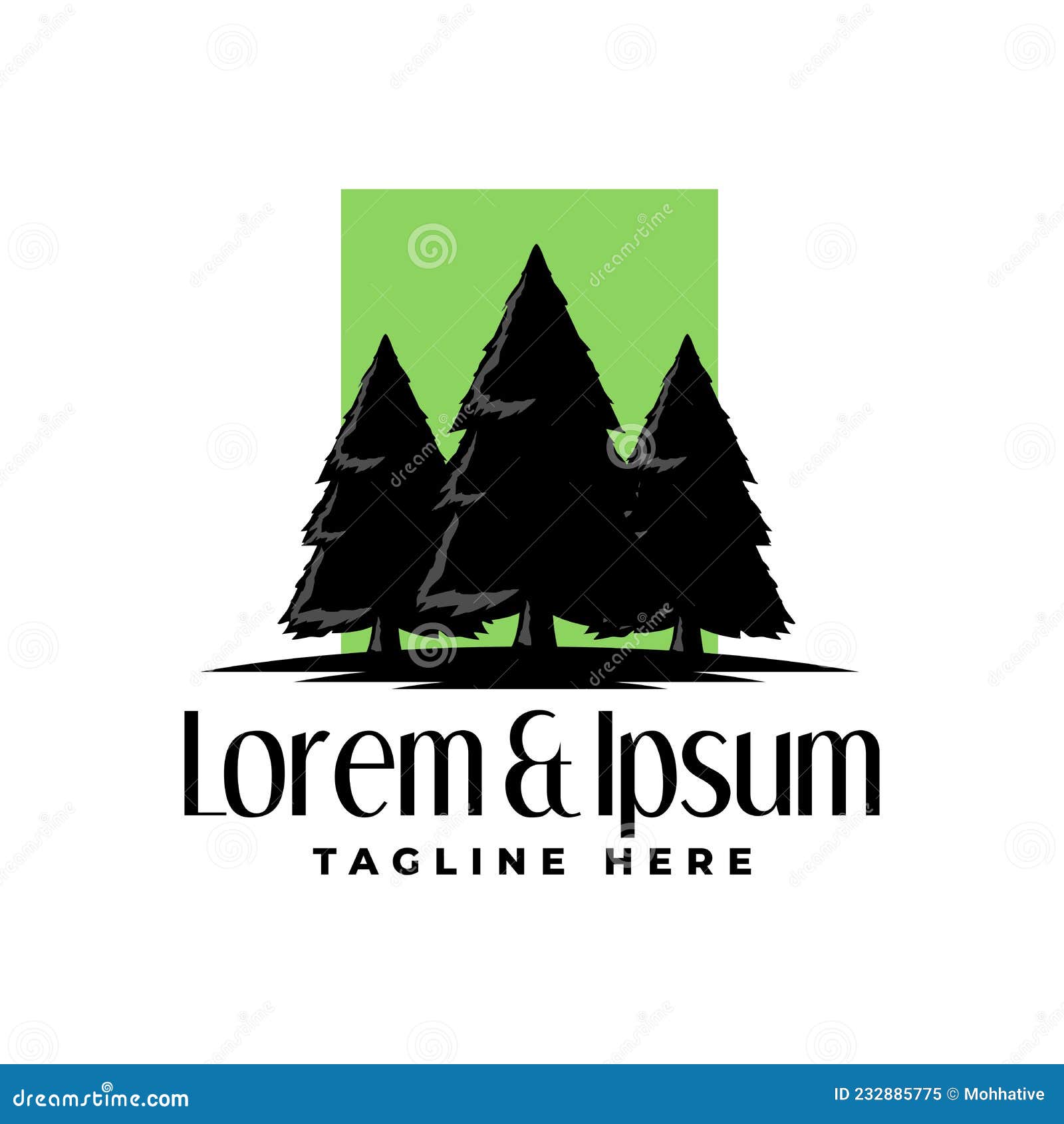 Silhouette of Three Pine Trees with a Vintage Style. Retro Logo Vector ...