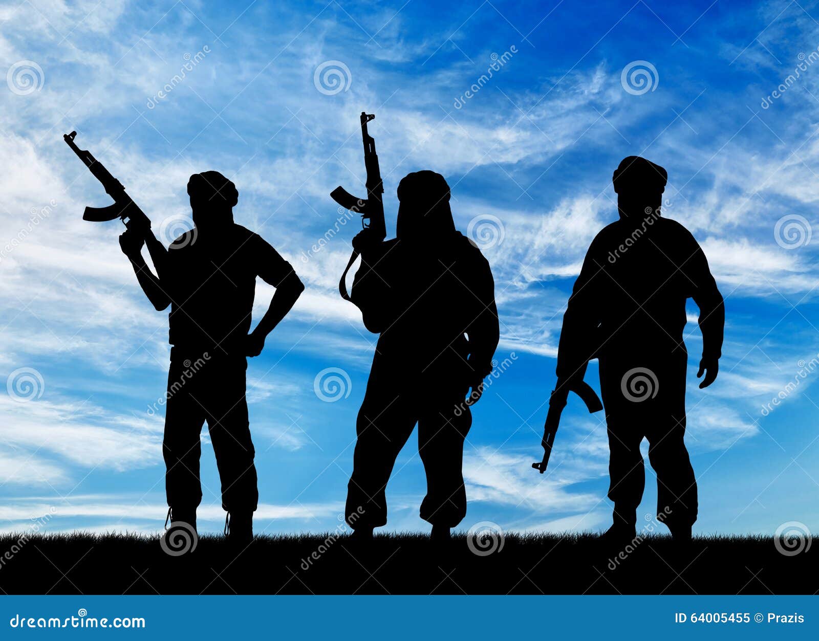 Silhouette of Three Terrorists Stock Image - Image of pakistan, army ...