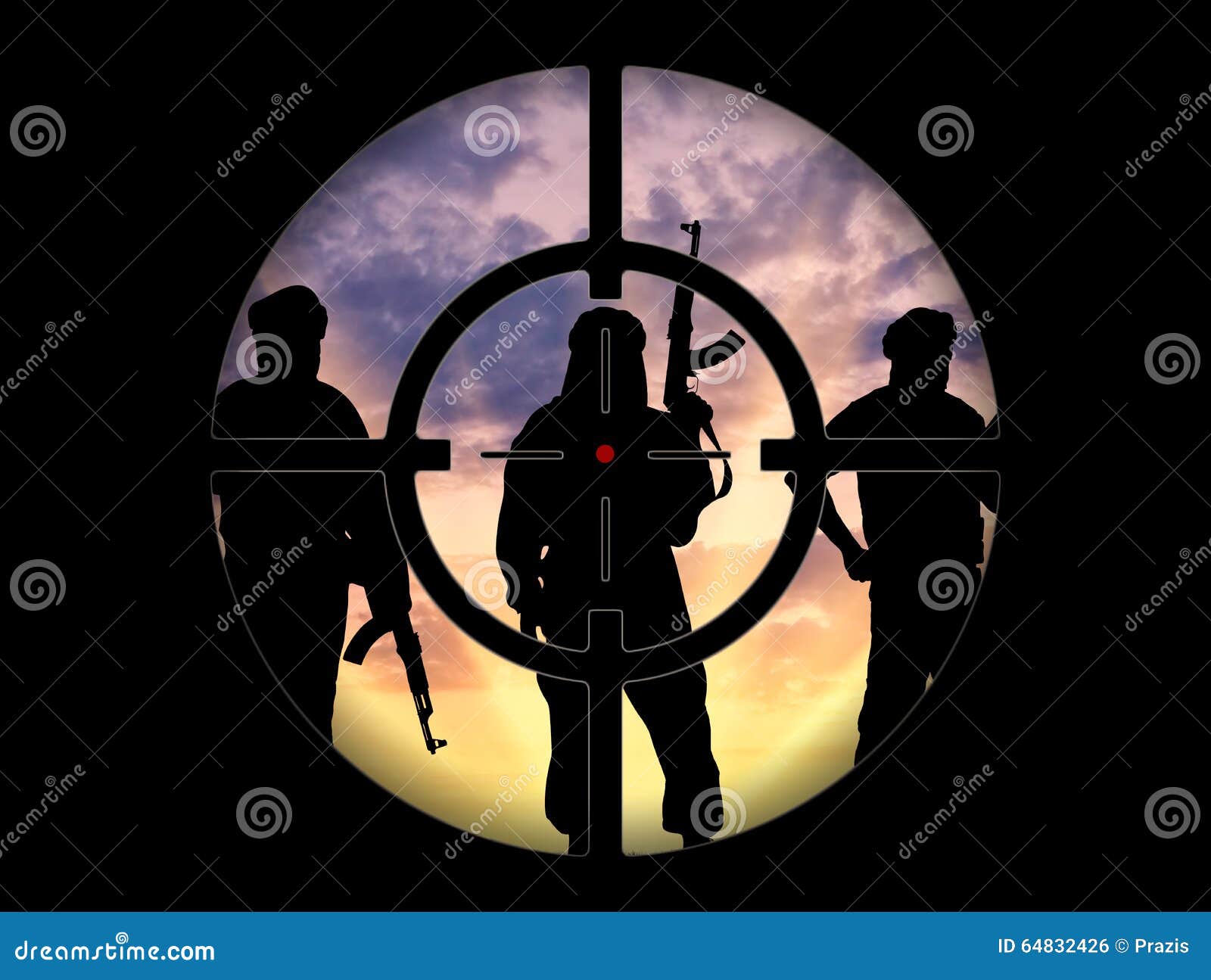 Silhouette of Three Terrorists Stock Photo - Image of defense, rebel ...