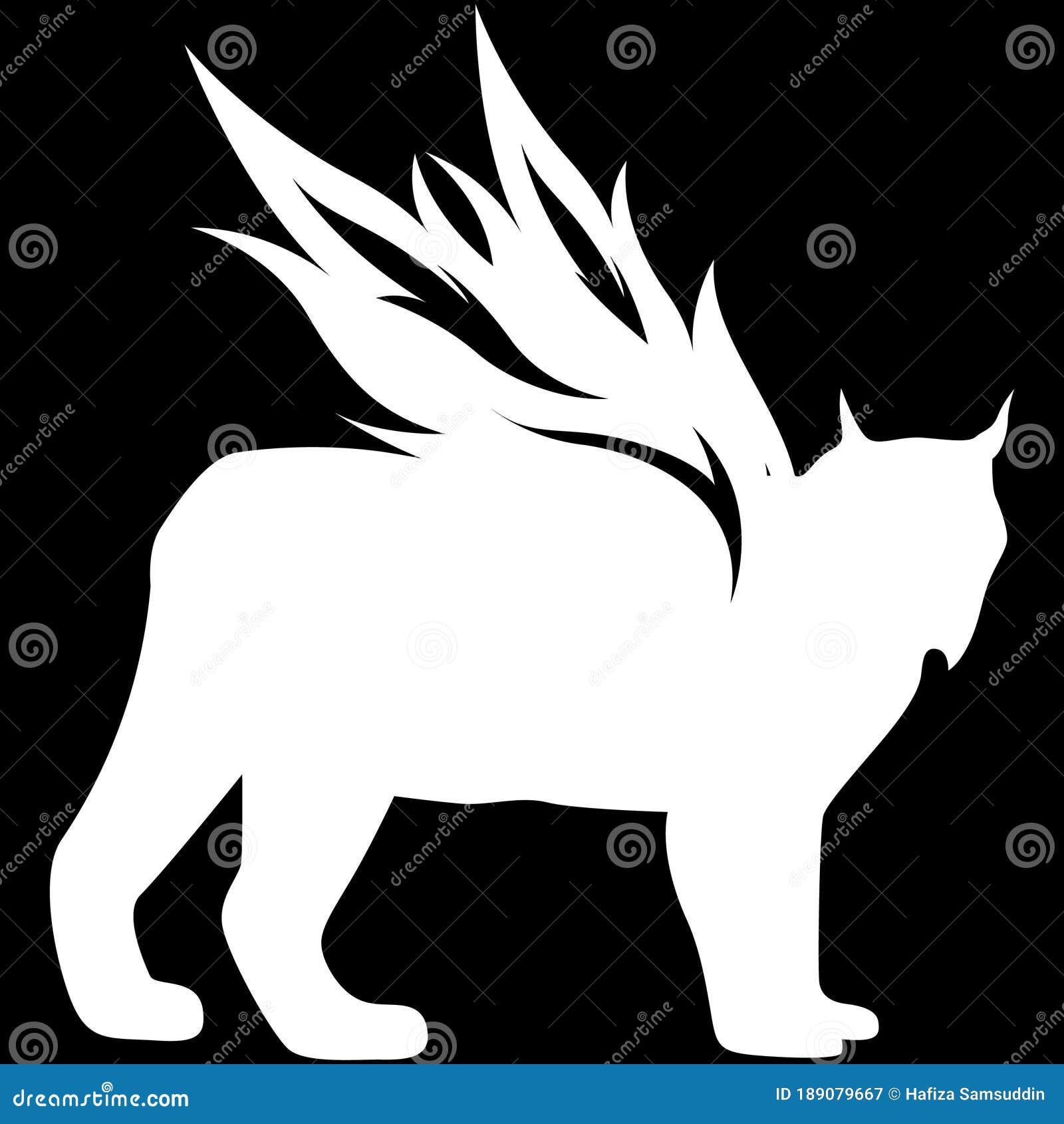 Silhouette of Tiger with Wings. Vector Illustration Decorative Design ...