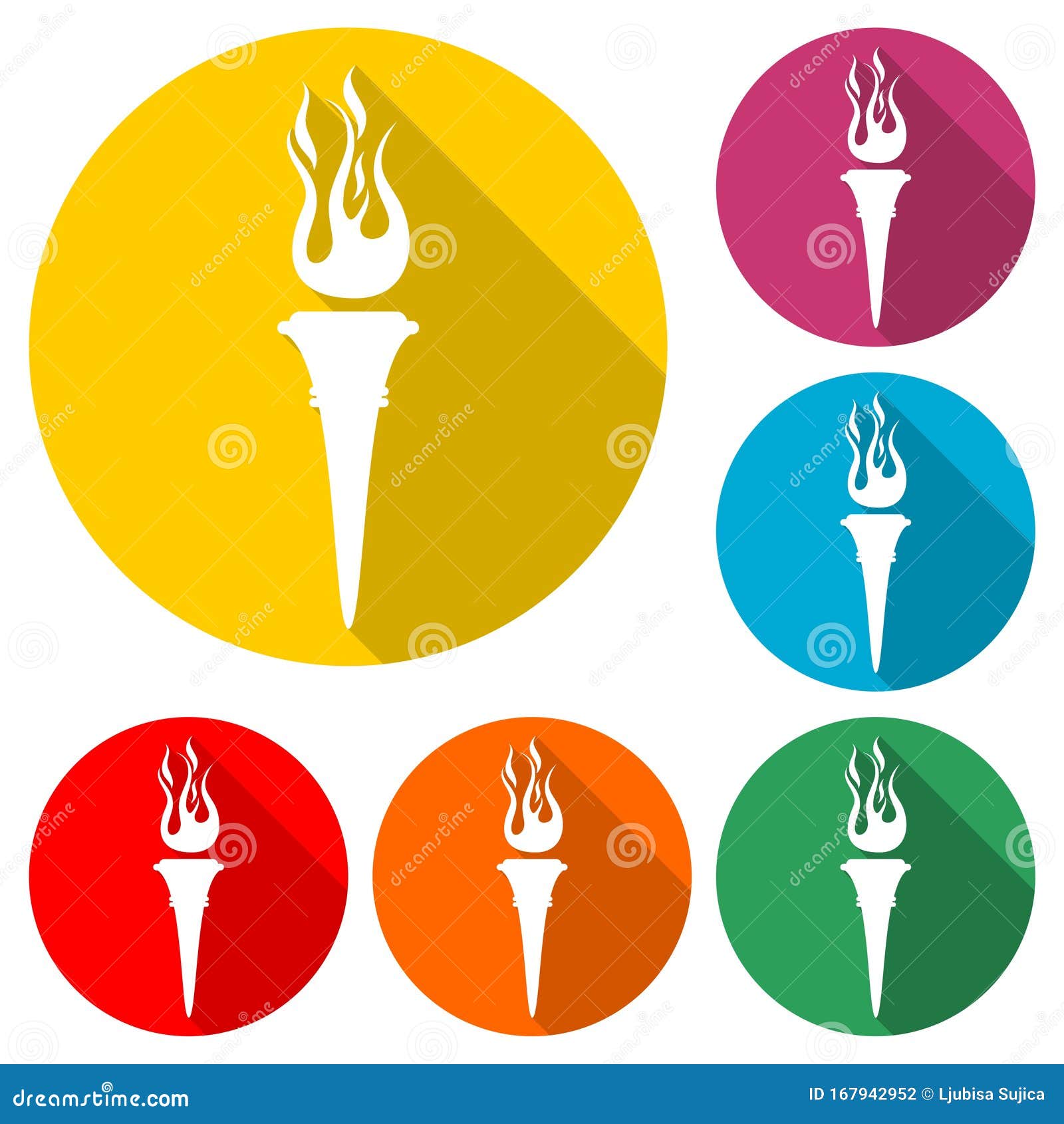 Silhouette Torch Icon with Long Shadow Stock Illustration ...