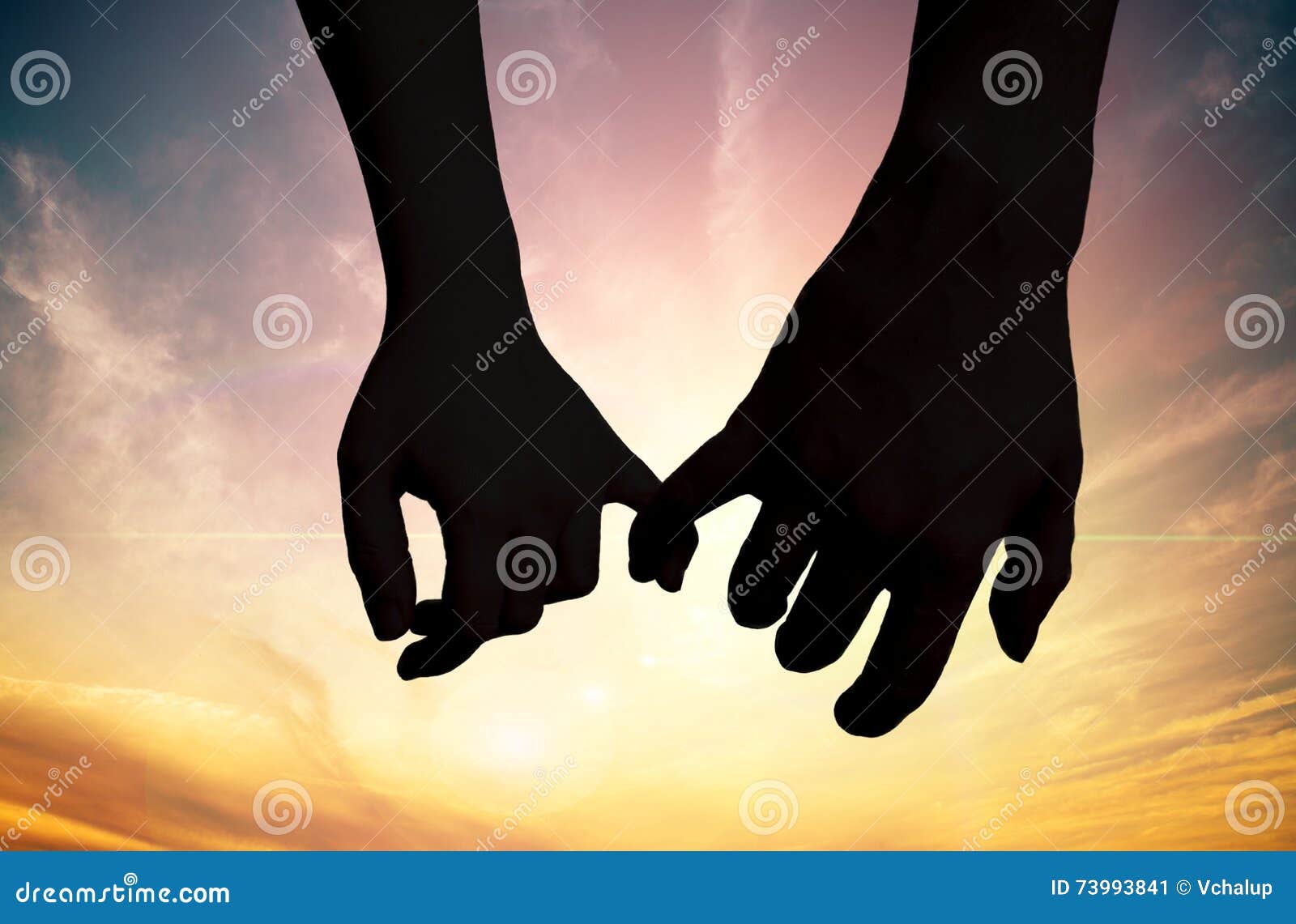 Silhouette of Touching Hands in Sunset. Love Concept Stock Image ...