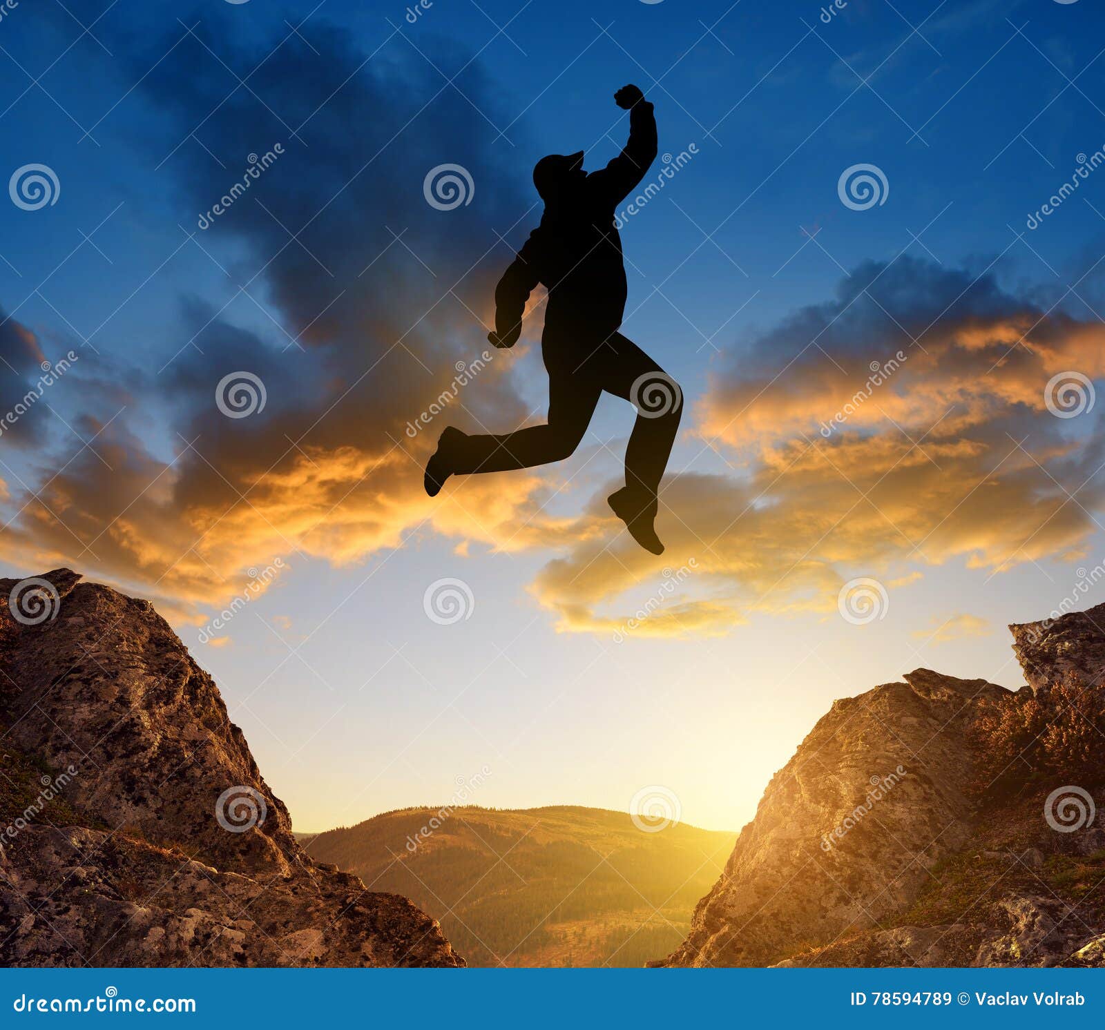 Silhouette Tourist Jumping Over the Gap Stock Image - Image of action ...
