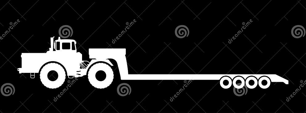 Silhouette of a Tractor Dark a Trailer. Stock Vector - Illustration of ...