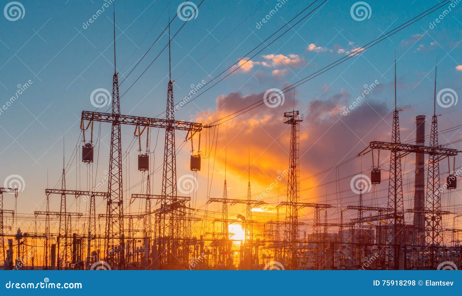 Silhouette of Transformers Over Yellow Sunset Sky. Stock Photo - Image ...