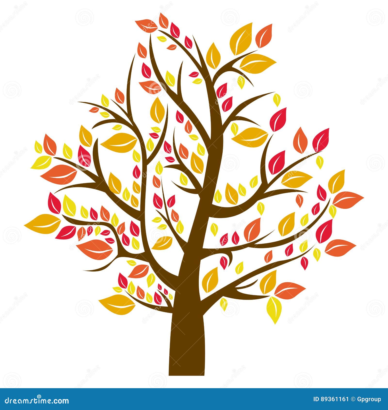 Silhouette Tree in Fall Season Stock Illustration - Illustration of ...