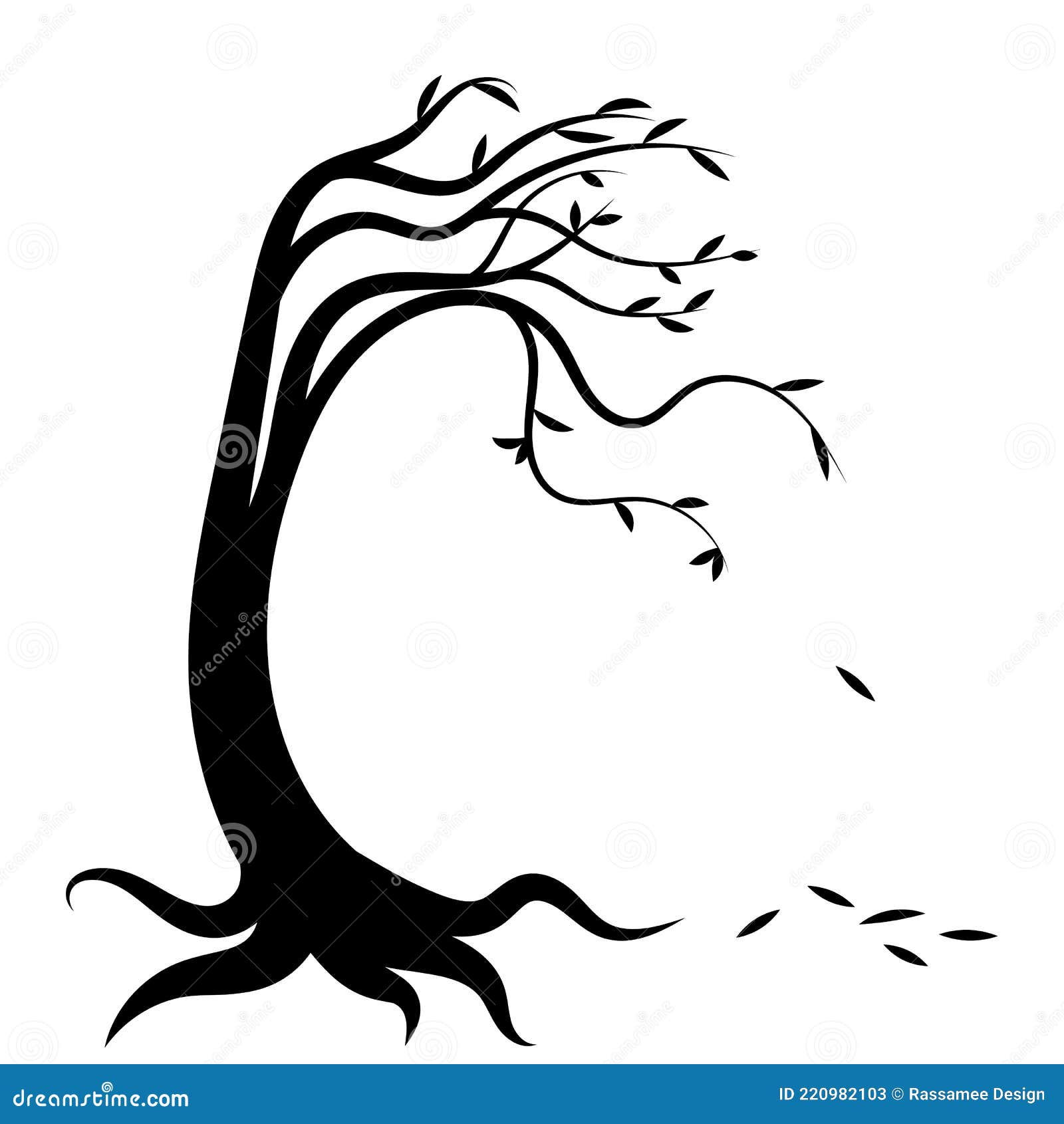 Silhouette Tree and Fallen Leaves Stock Vector - Illustration of ...