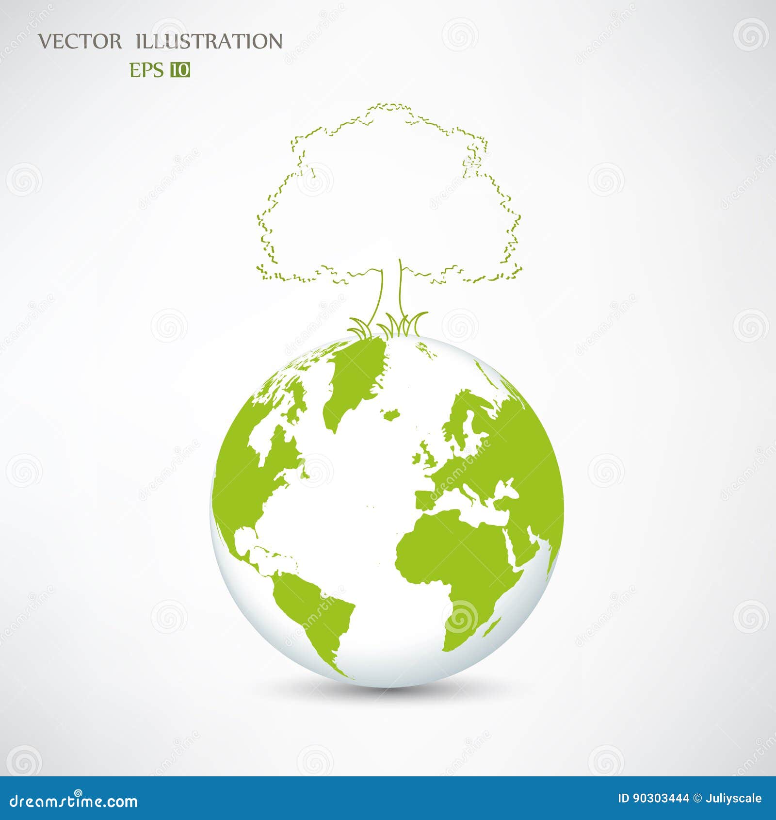 Silhouette of a Tree on the Globe. Stock Vector - Illustration of ...