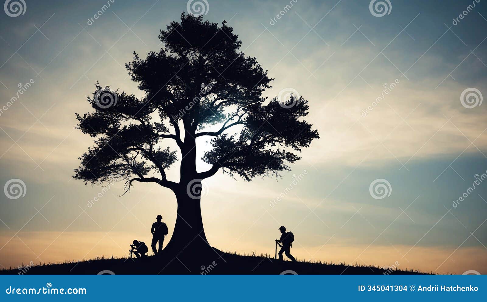 Silhouette with Tree Growth Symbolizing Resilience and Stability Stock ...