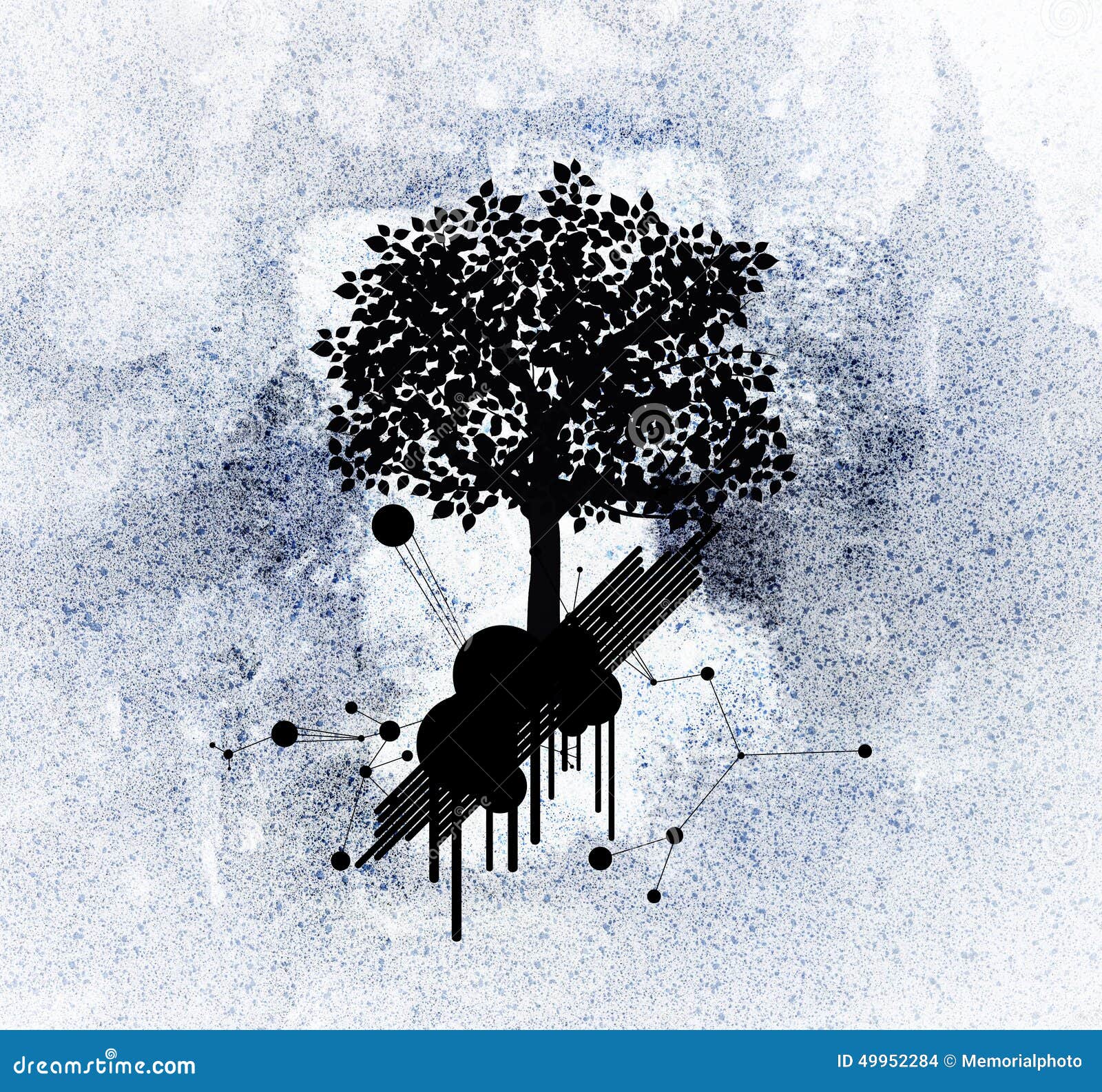 Silhouette Tree on Grunge Background Stock Illustration - Illustration ...