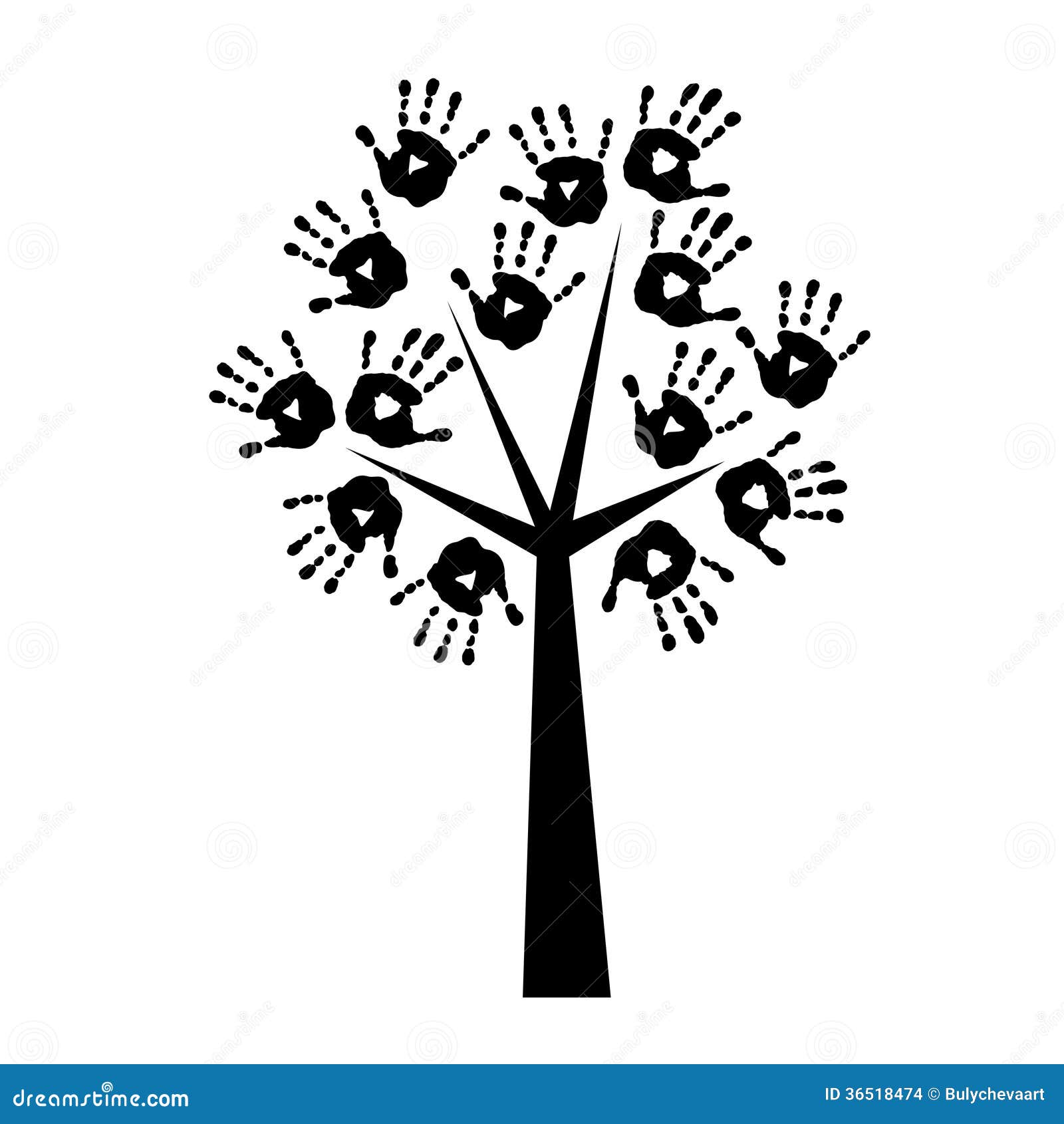 Silhouette of a Tree with Handprints Stock Vector - Illustration of ...