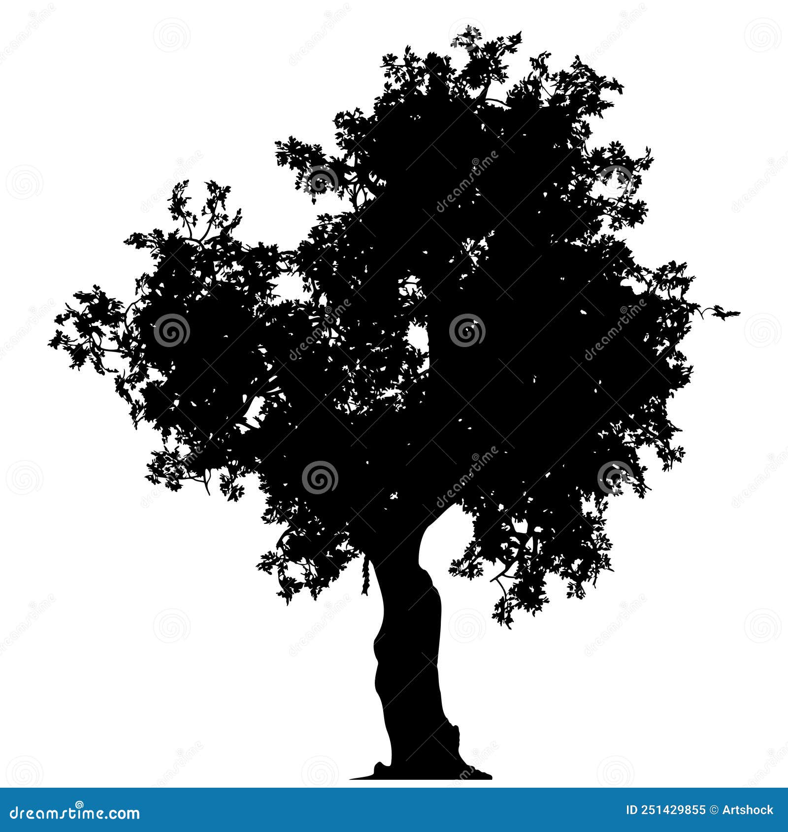 Silhouette of Tree with Leaves Stock Vector - Illustration of design ...