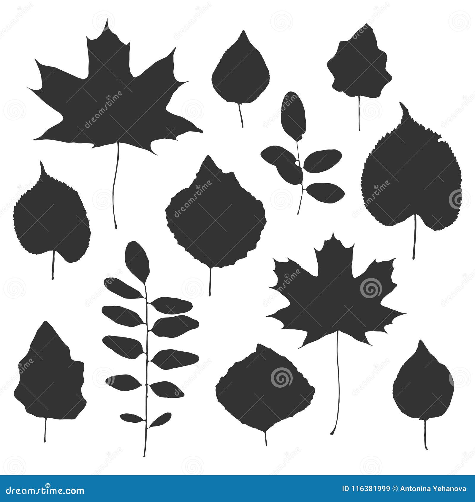 Silhouette of tree leaves. stock vector. Illustration of garden - 116381999