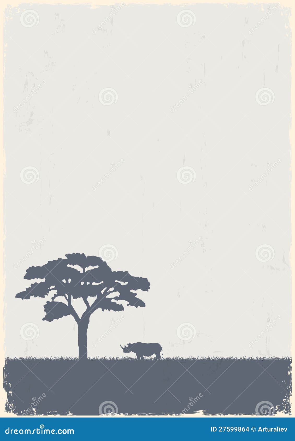 Silhouette of Tree and Rhino Stock Vector - Illustration of park ...
