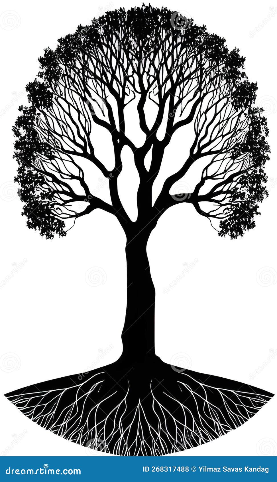 Silhouette of Tree and Roots Stock Illustration - Illustration of ...