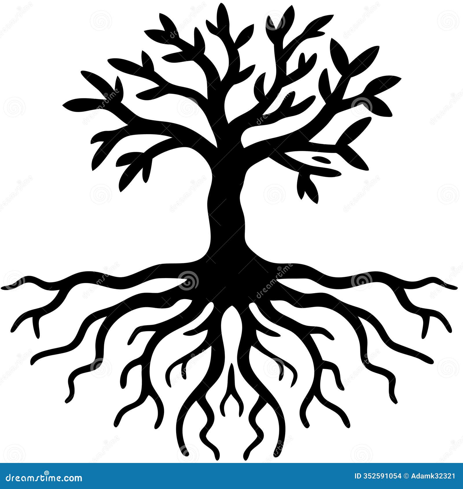 Silhouette Tree with Roots Symbolizing Growth and Connection Vector ...