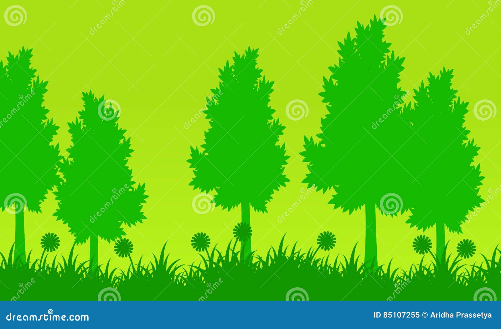 Silhouette of Tree at Spring Landscape Stock Vector - Illustration of ...