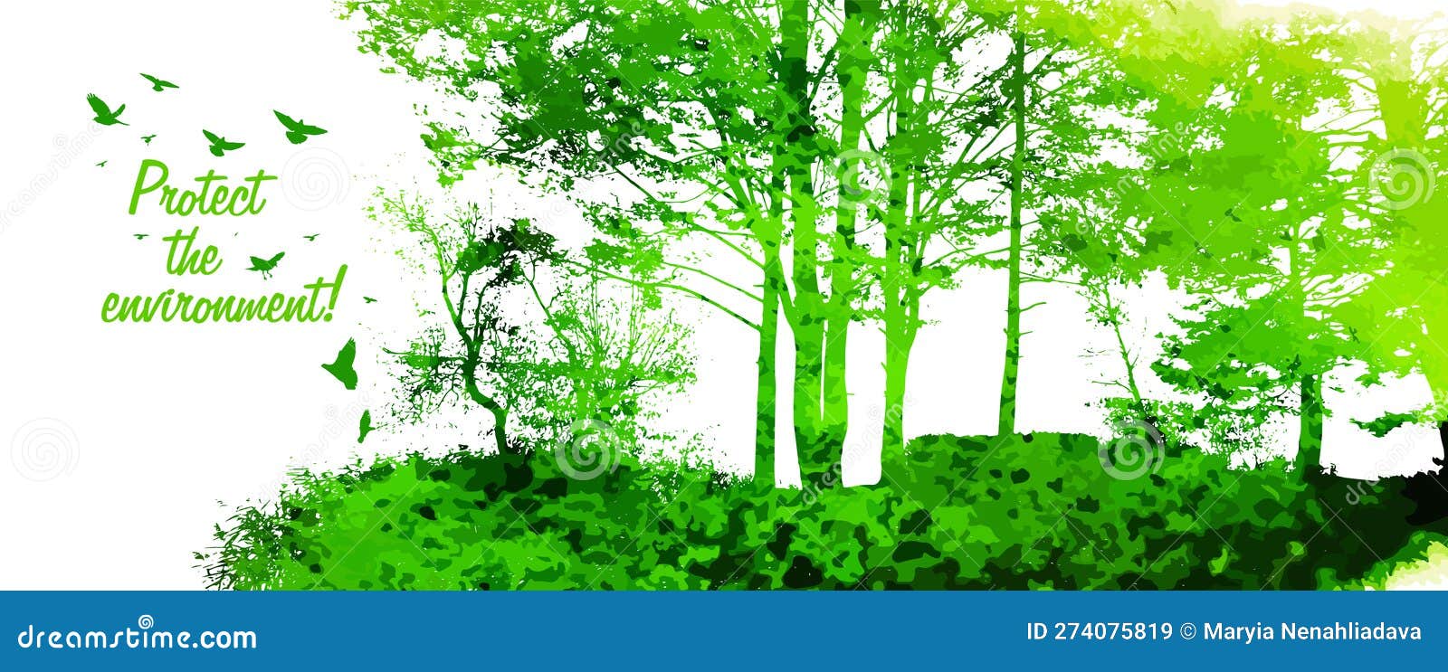 Silhouette Green Trees in the Forest. Vector Illustration Stock ...