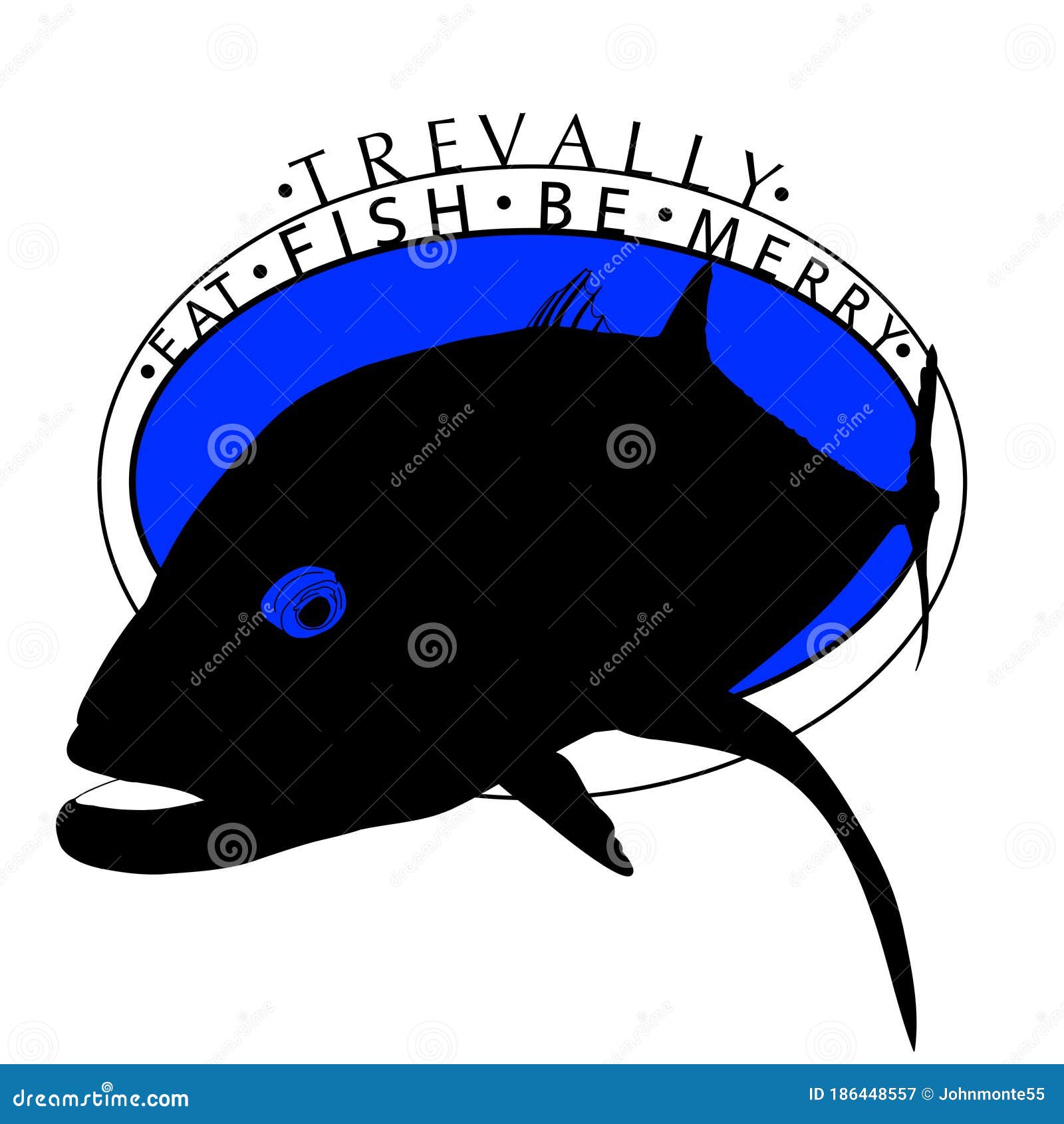 A Silhouette of a Trevally Fish in a Blue Circle Logo Stock Vector ...