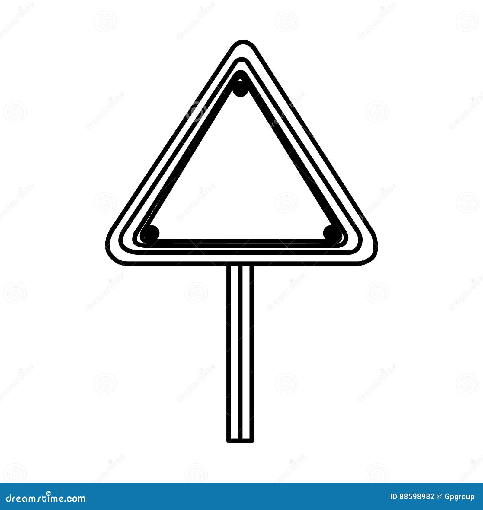 Silhouette Triangle Shape Traffic Sign with Base Pole Stock ...