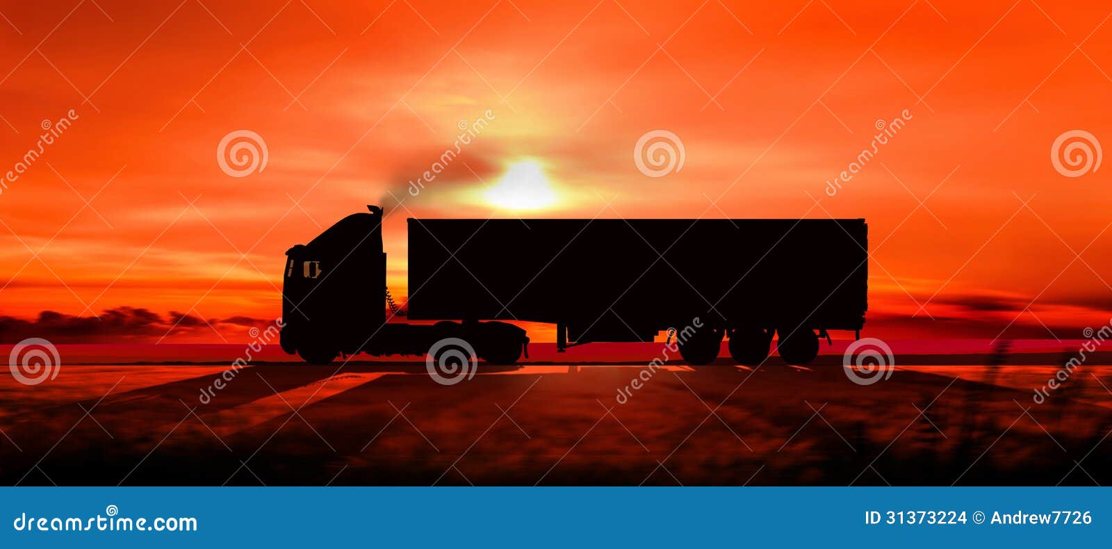Silhouette of a Truck at Sunset Stock Illustration - Illustration of ...