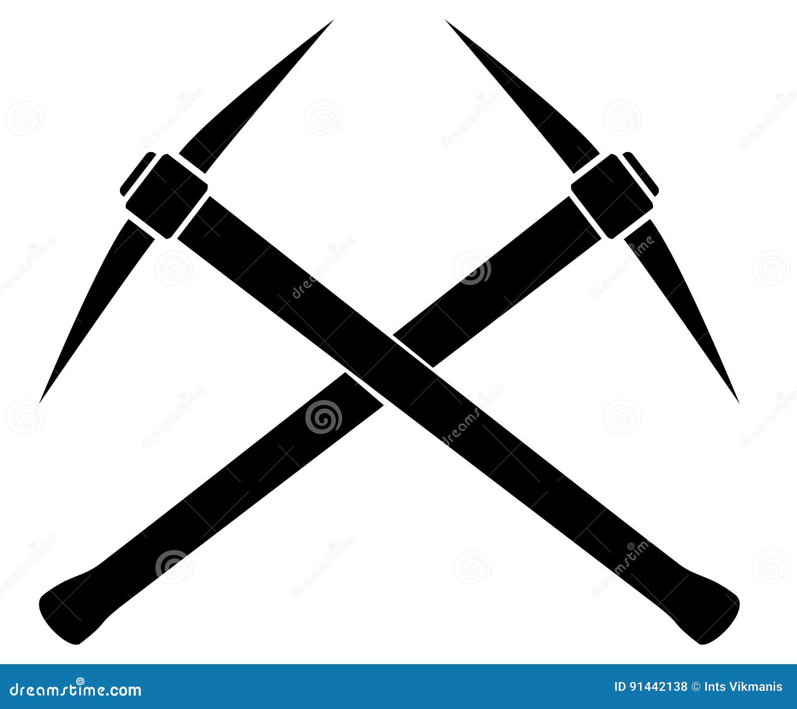 Silhouette of Two Crossed Pickaxes Stock Vector - Illustration of pick ...
