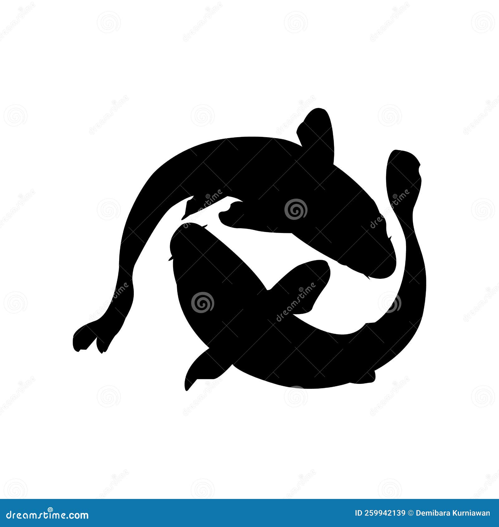 Silhouette of Two Japanese Koi Fish Swimming in a Circle Stock Vector ...