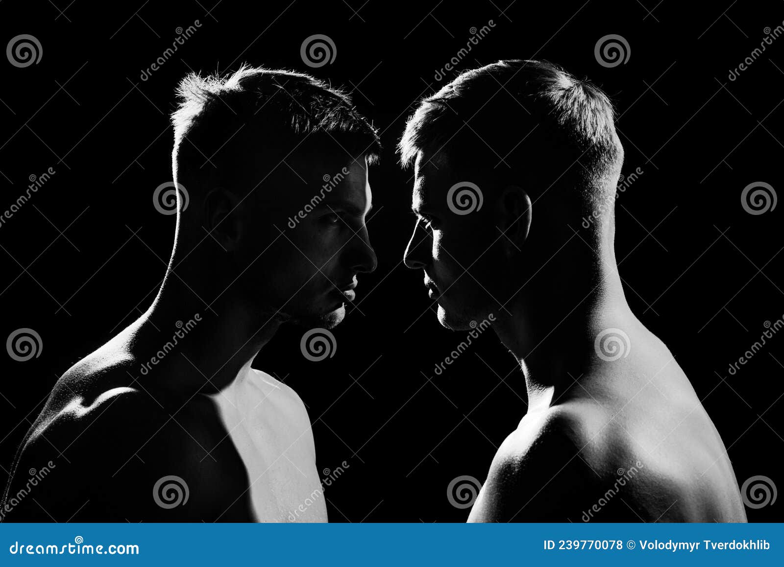 Silhouette of Two Men Standing Each Other in Profile, Concept of ...
