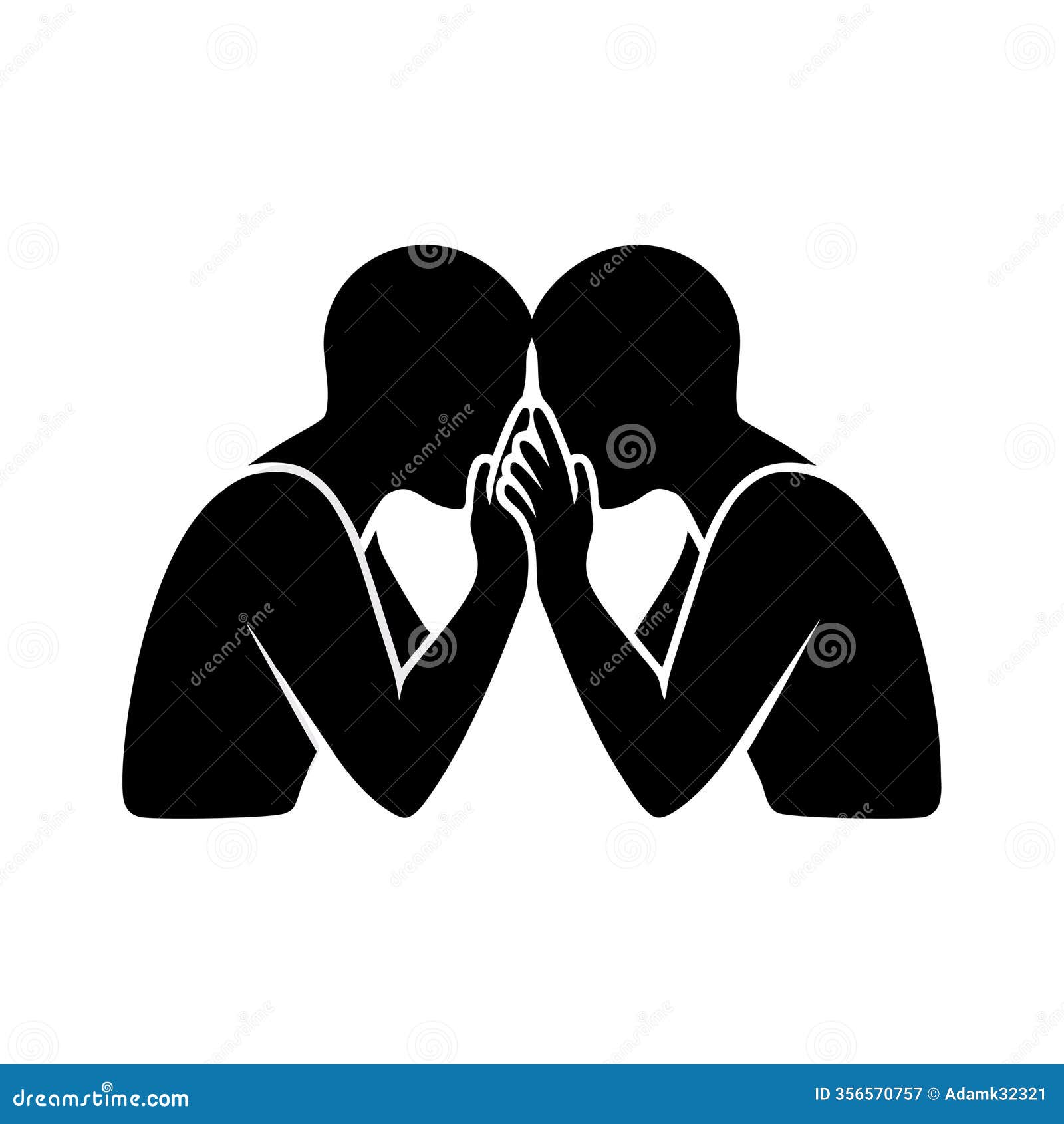 Silhouette Of Two People Touching Foreheads Symbolizing Unity And ...