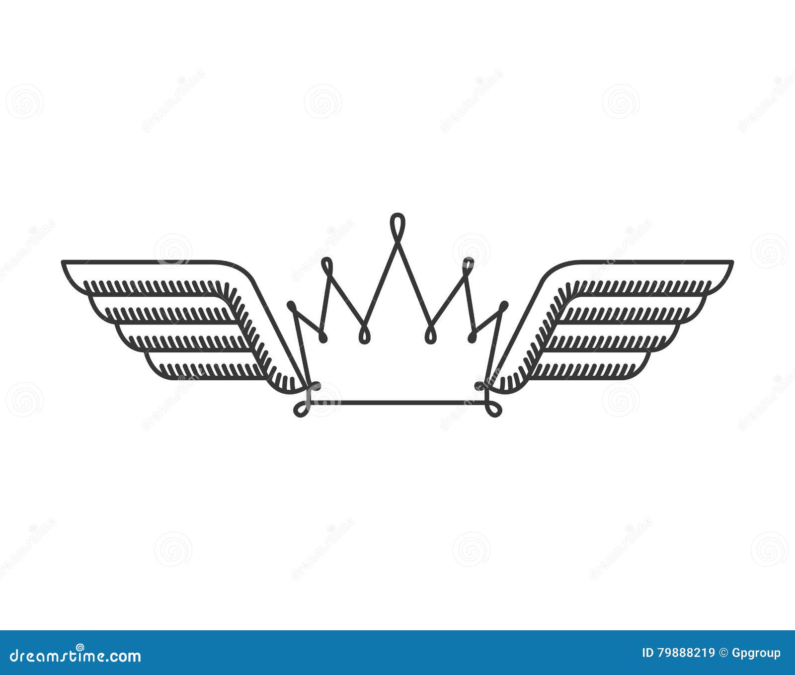 Silhouette with Two Wings and Crown Stock Vector - Illustration of ...