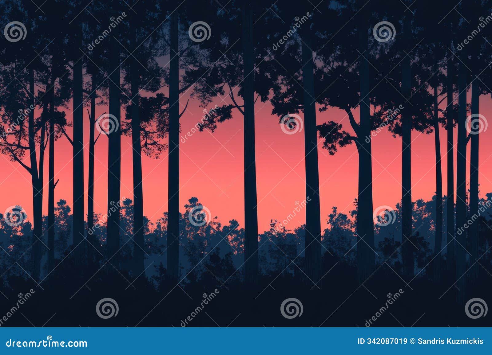 Silhouette Type Forest Line Having Several Horizon Layers in ...