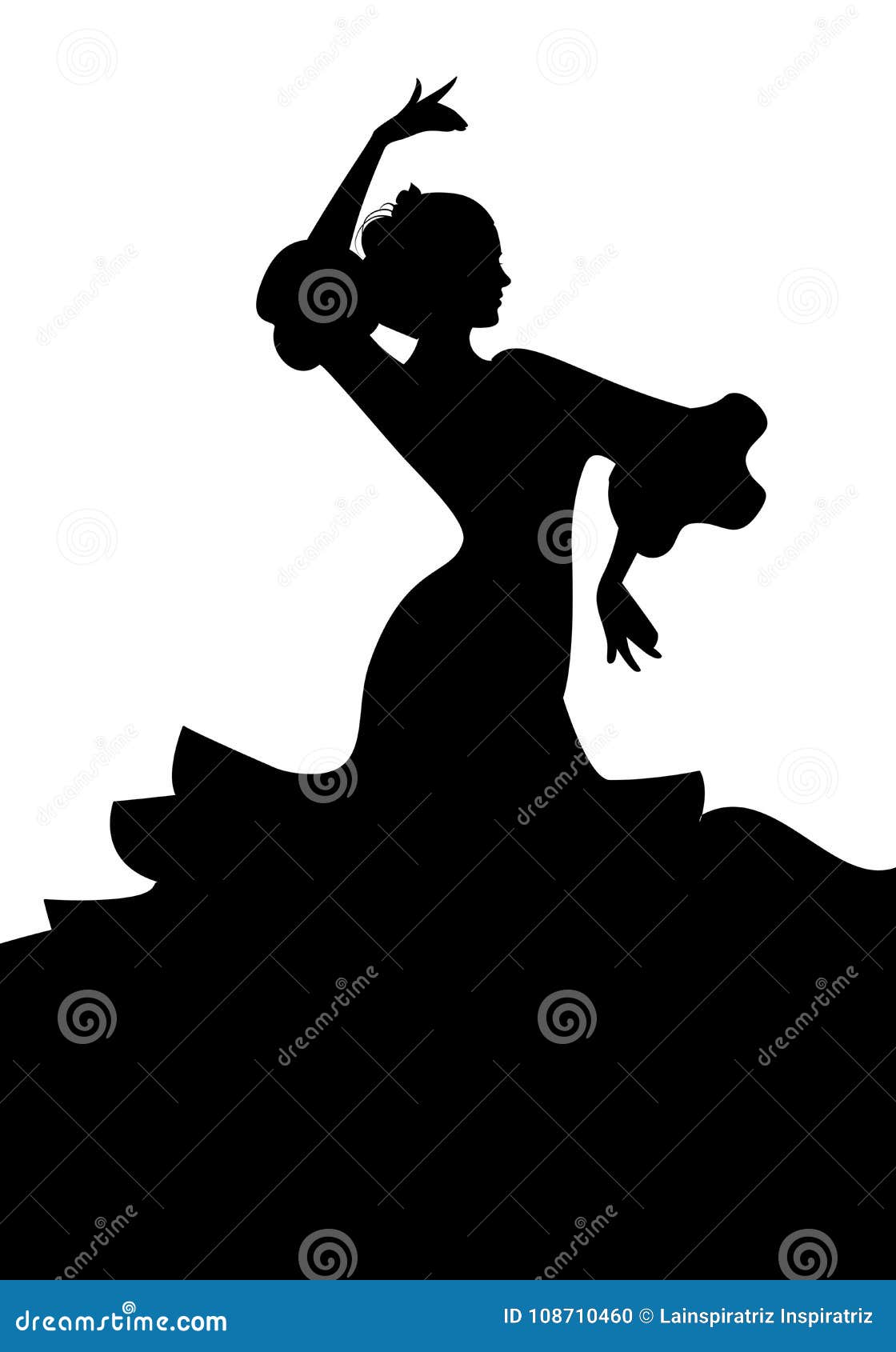 Silhouette Of Typical Spanish Flamenco Dancer Woman Stock Vector
