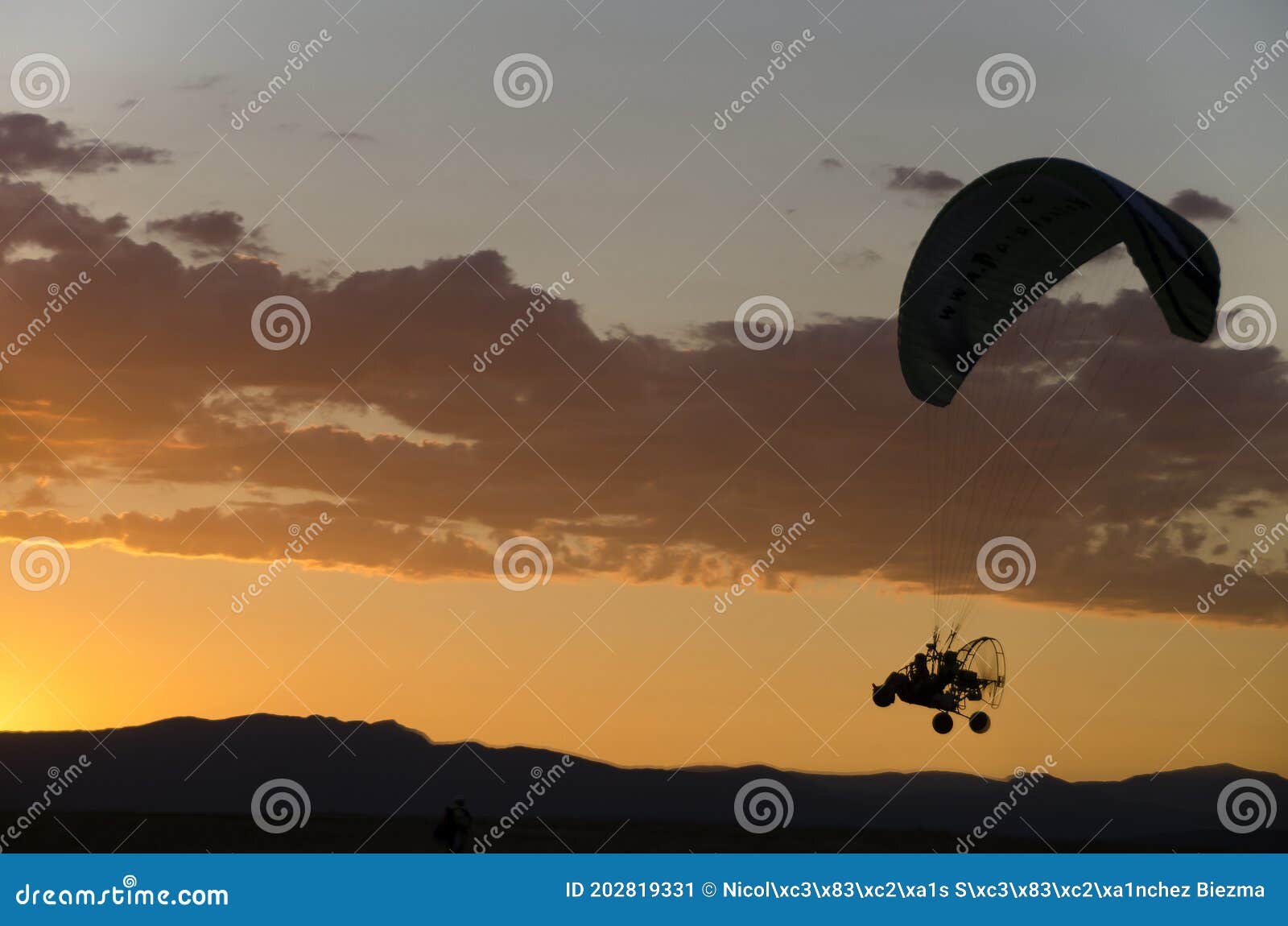 Silhouette of an Ultralight Stock Image - Image of operating, flight ...